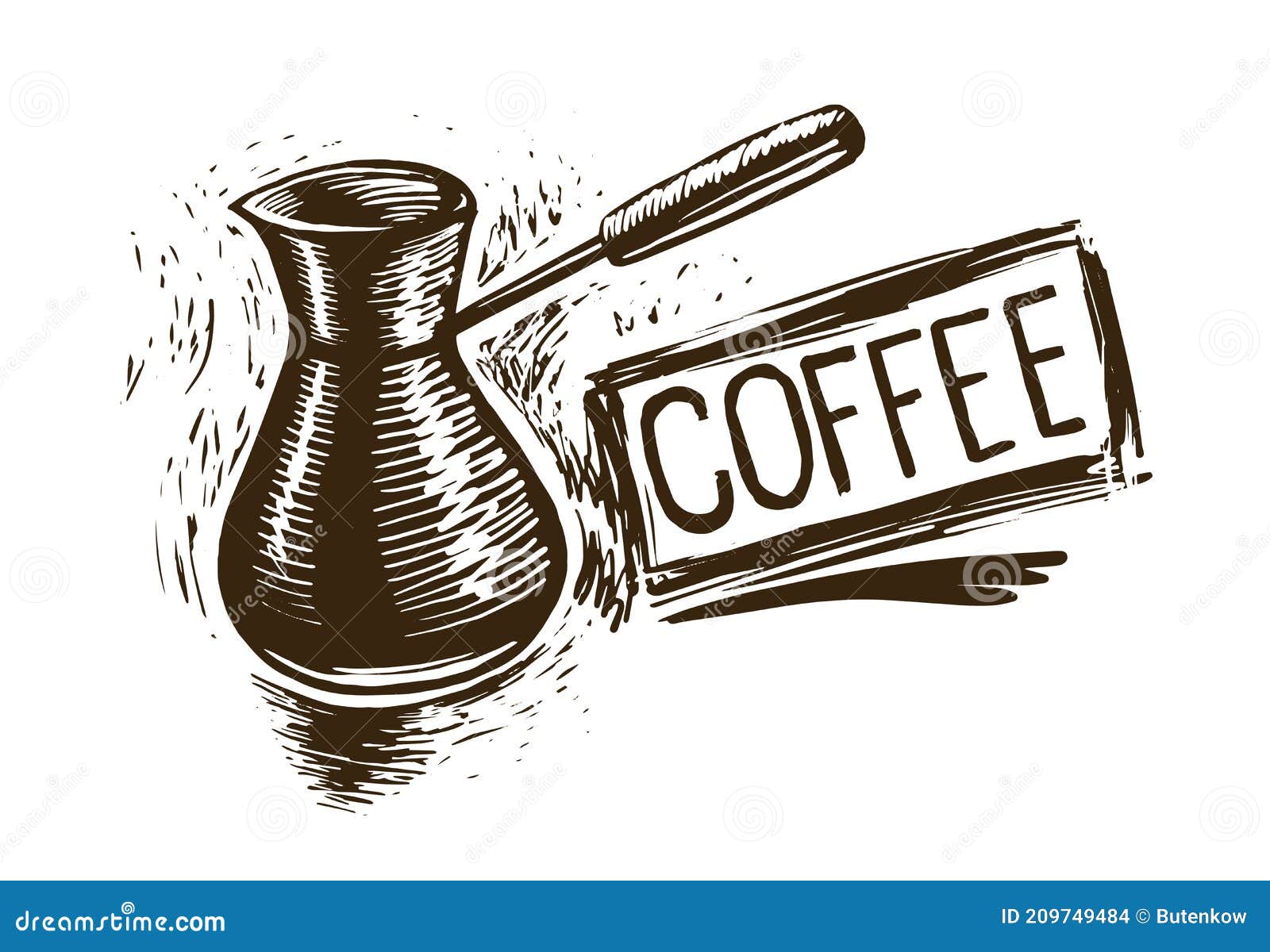 Drawn Vector Logo for Making Coffee on a White Background Stock Vector ...