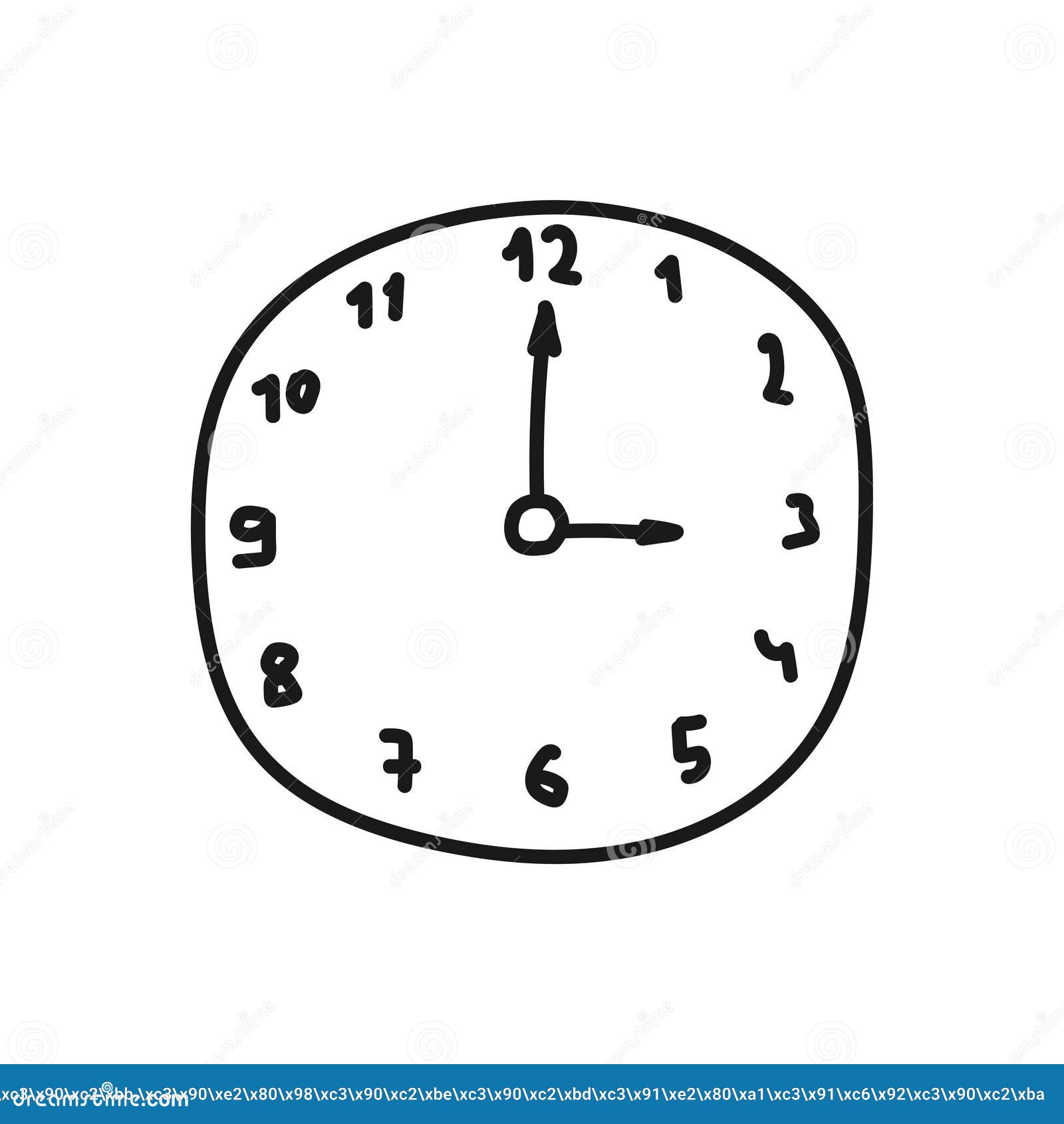 Drawn Wall Clock Isolated on White Background. Doodle Style. Timing ...