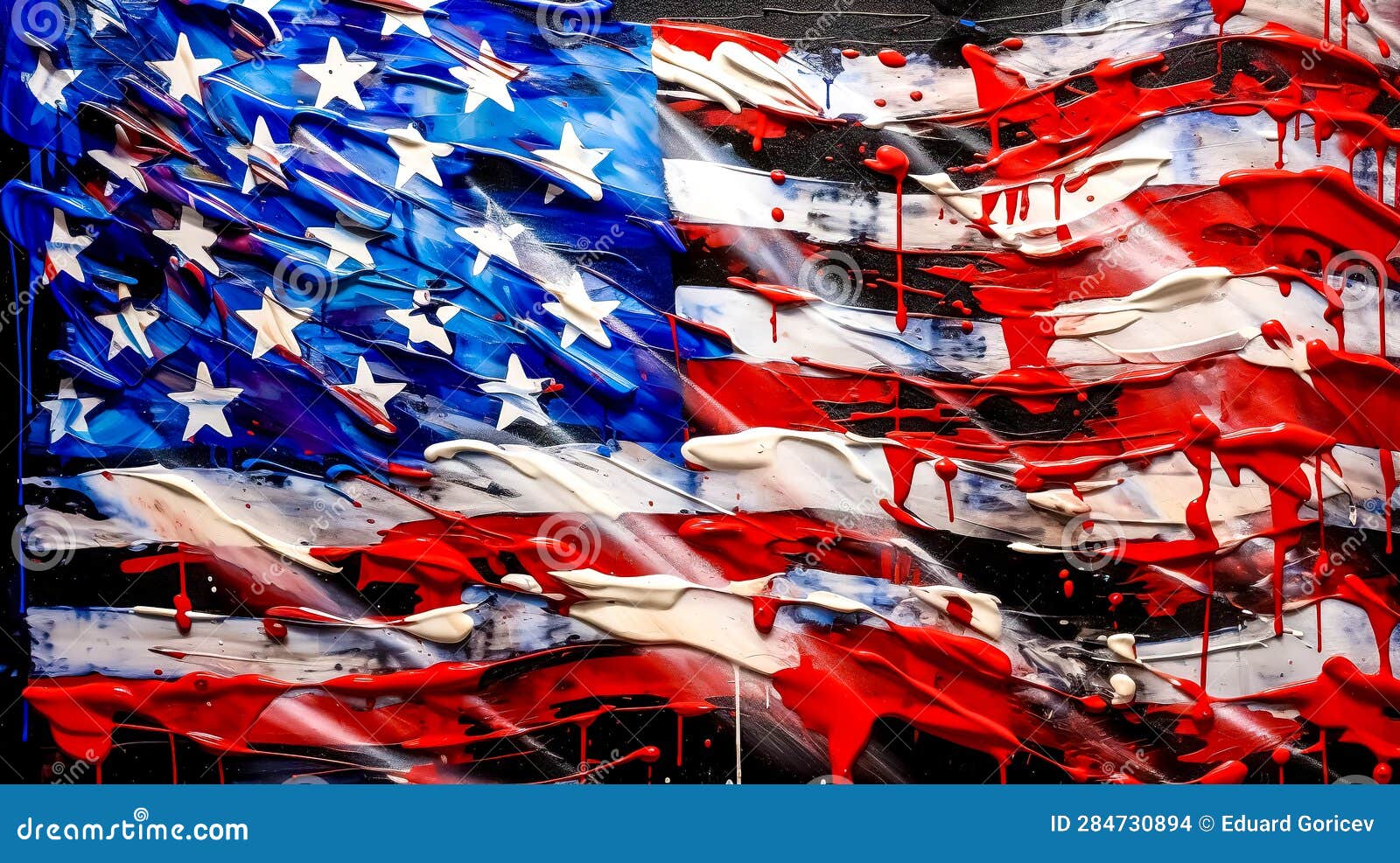 Drawn Watercolor Creative American Flag, Made with Generative AI Stock ...
