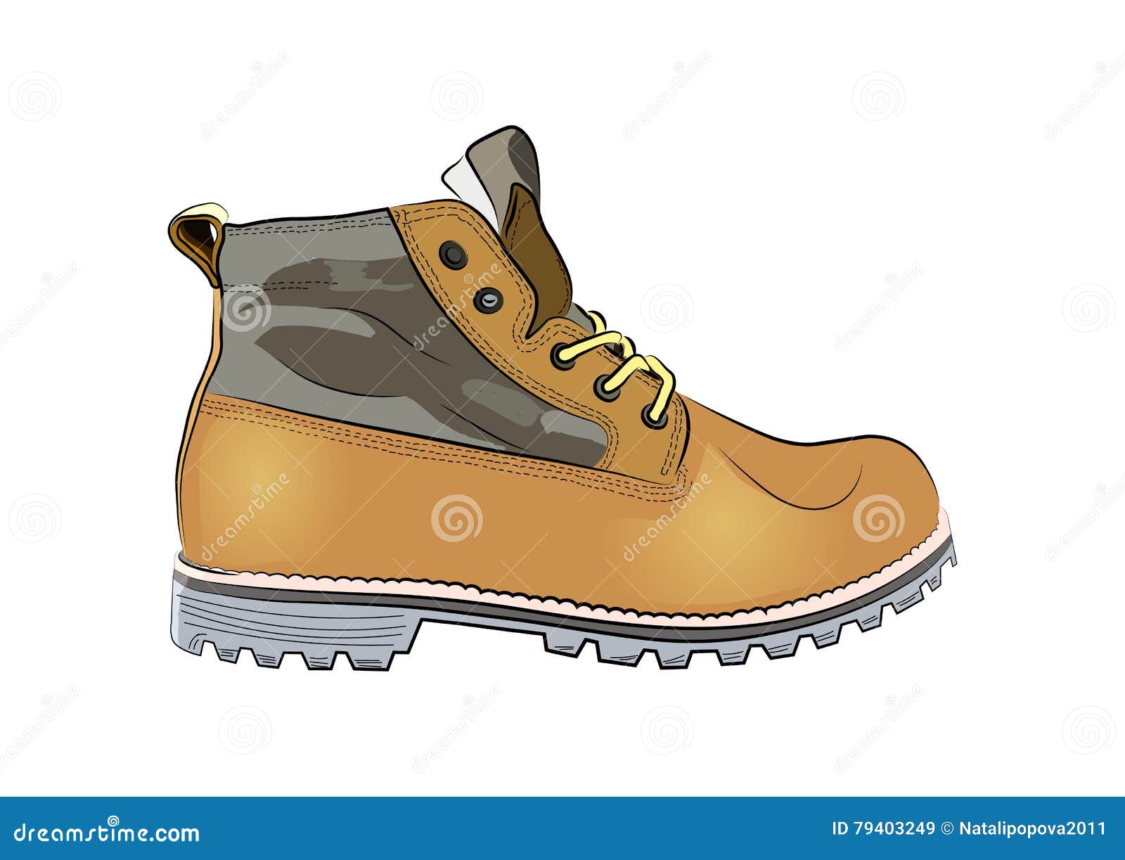 Drawn Winter Leather Shoes on a White Background. Stock Vector ...