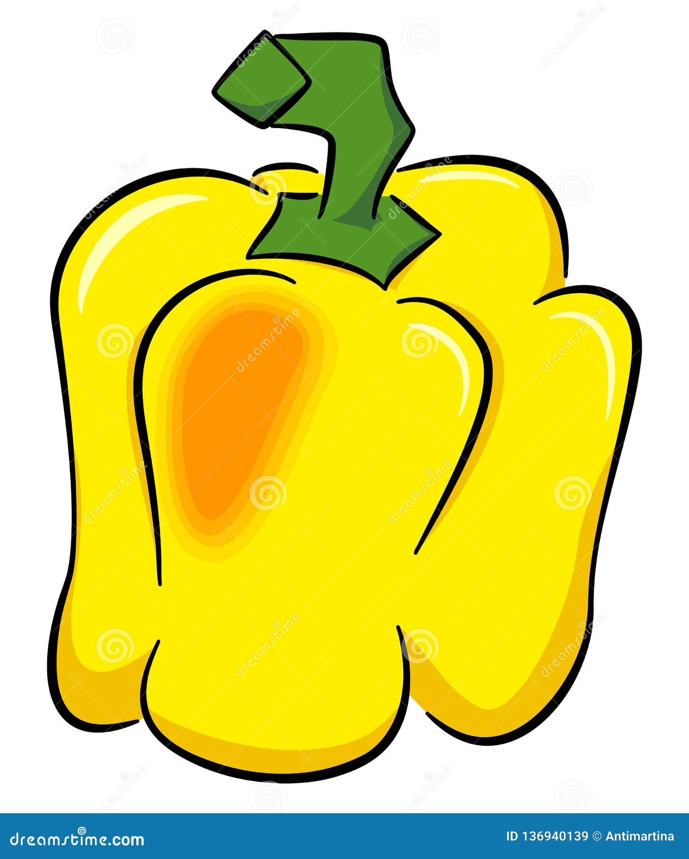 Drawn Yellow Cartoon Bell Pepper Stock Vector - Illustration of sweet ...