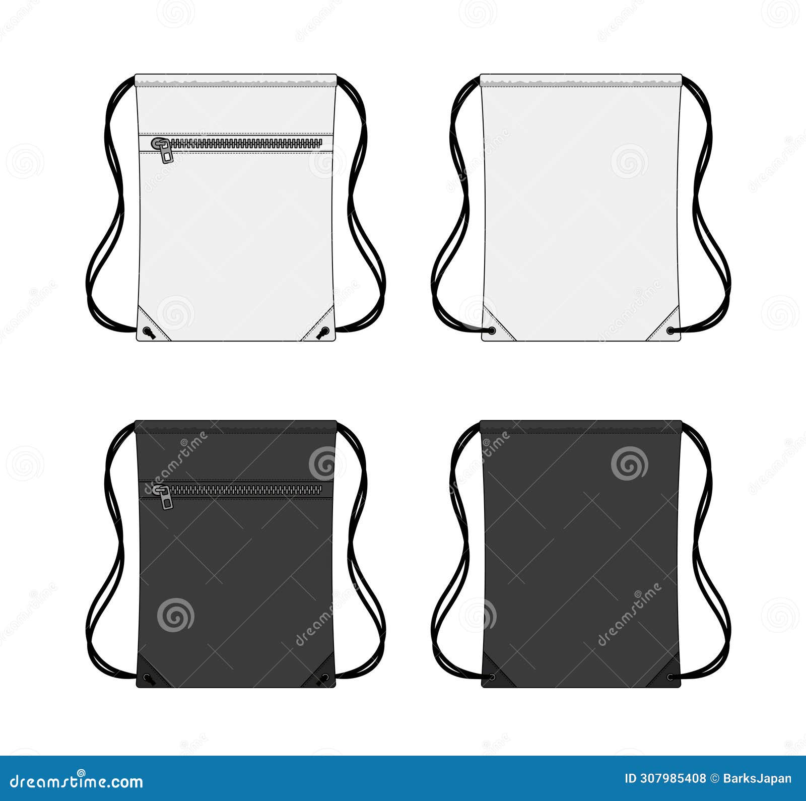 Drawstring Bag, Backpack Template Illustration Set Stock Vector ...