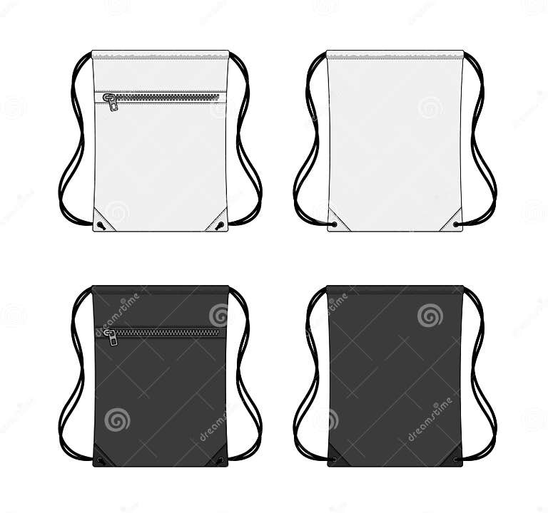 Drawstring Bag, Backpack Template Illustration Set Stock Vector ...