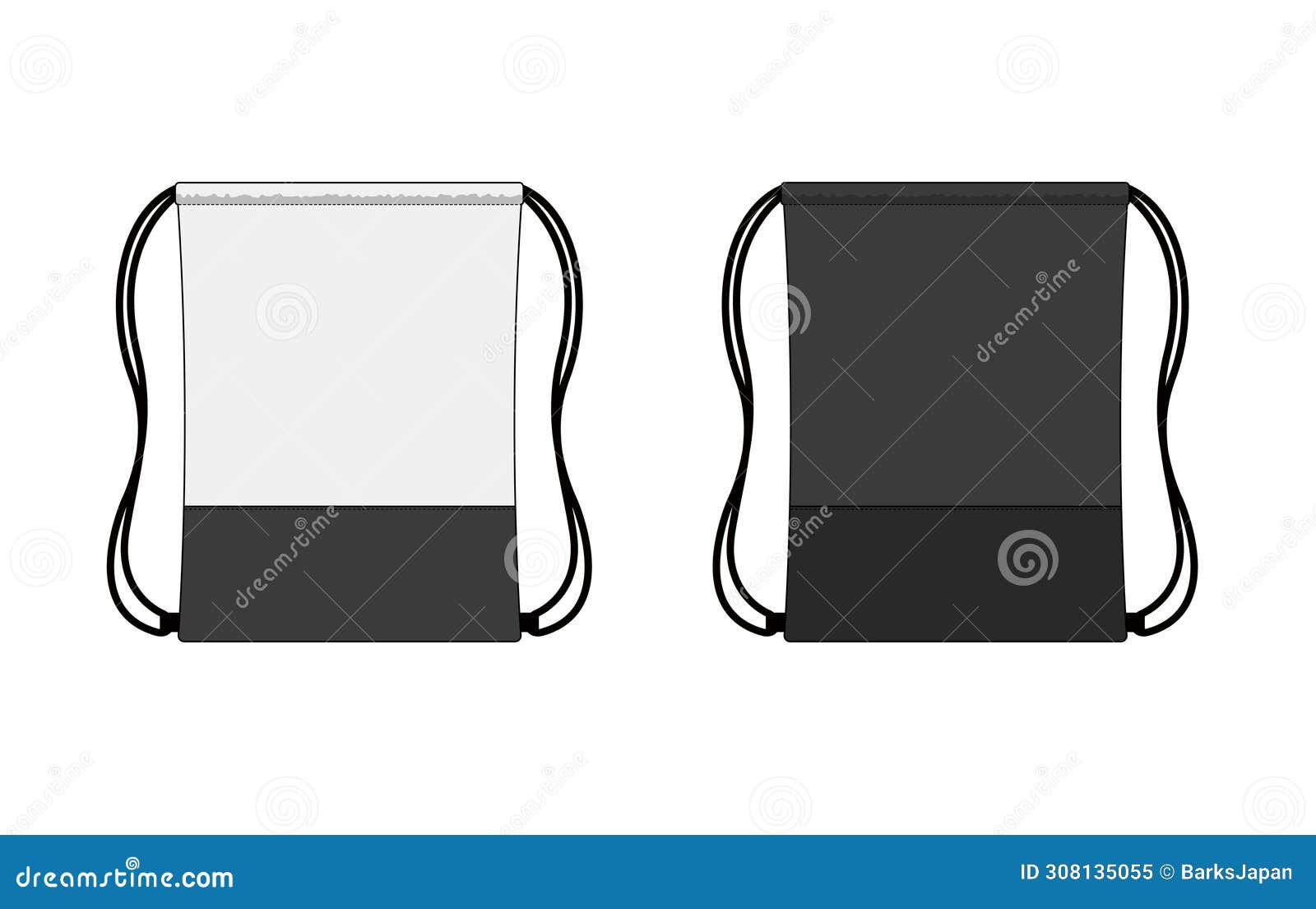 Drawstring Bag, Backpack Template Illustration Set Stock Vector ...