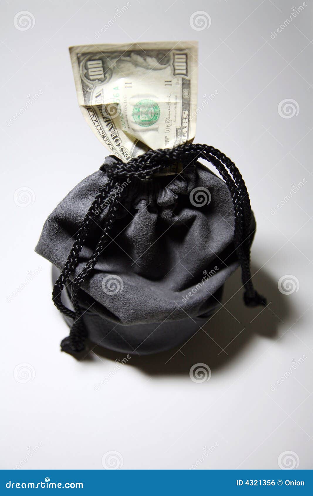 Drawstring bag with money stock photo. Image of rich, cloth - 4321356