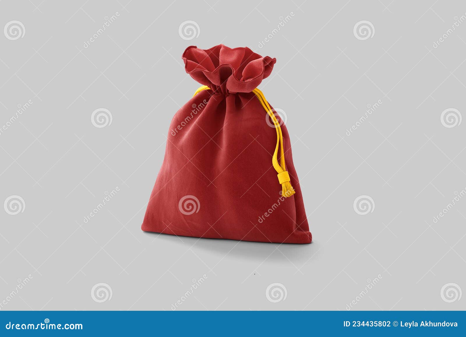 Drawstring Pouch Mock Up Isolated on a Grey Background. Stock ...