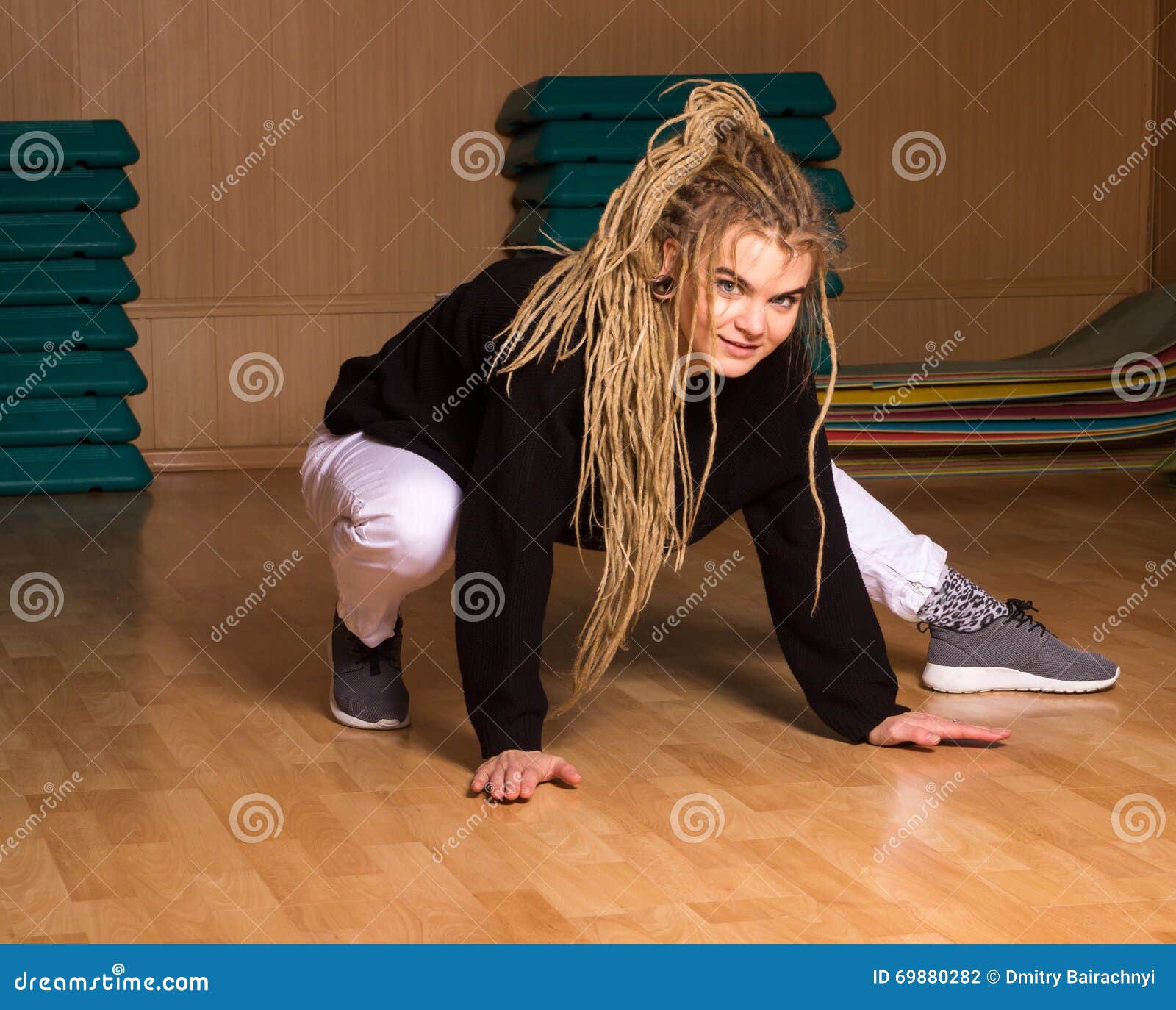 With Dreadlocks is Dancer in Movement Stock Photo - Image of person ...