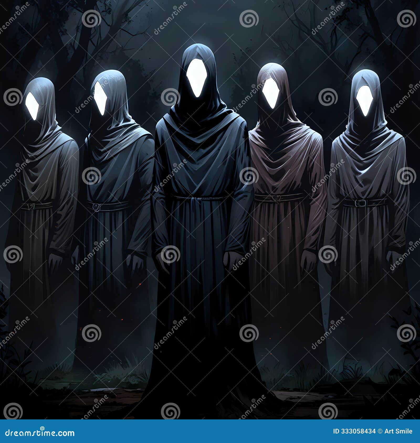 Faceless Demons of Human Vices Stock Photo - Image of darkness, hoods ...