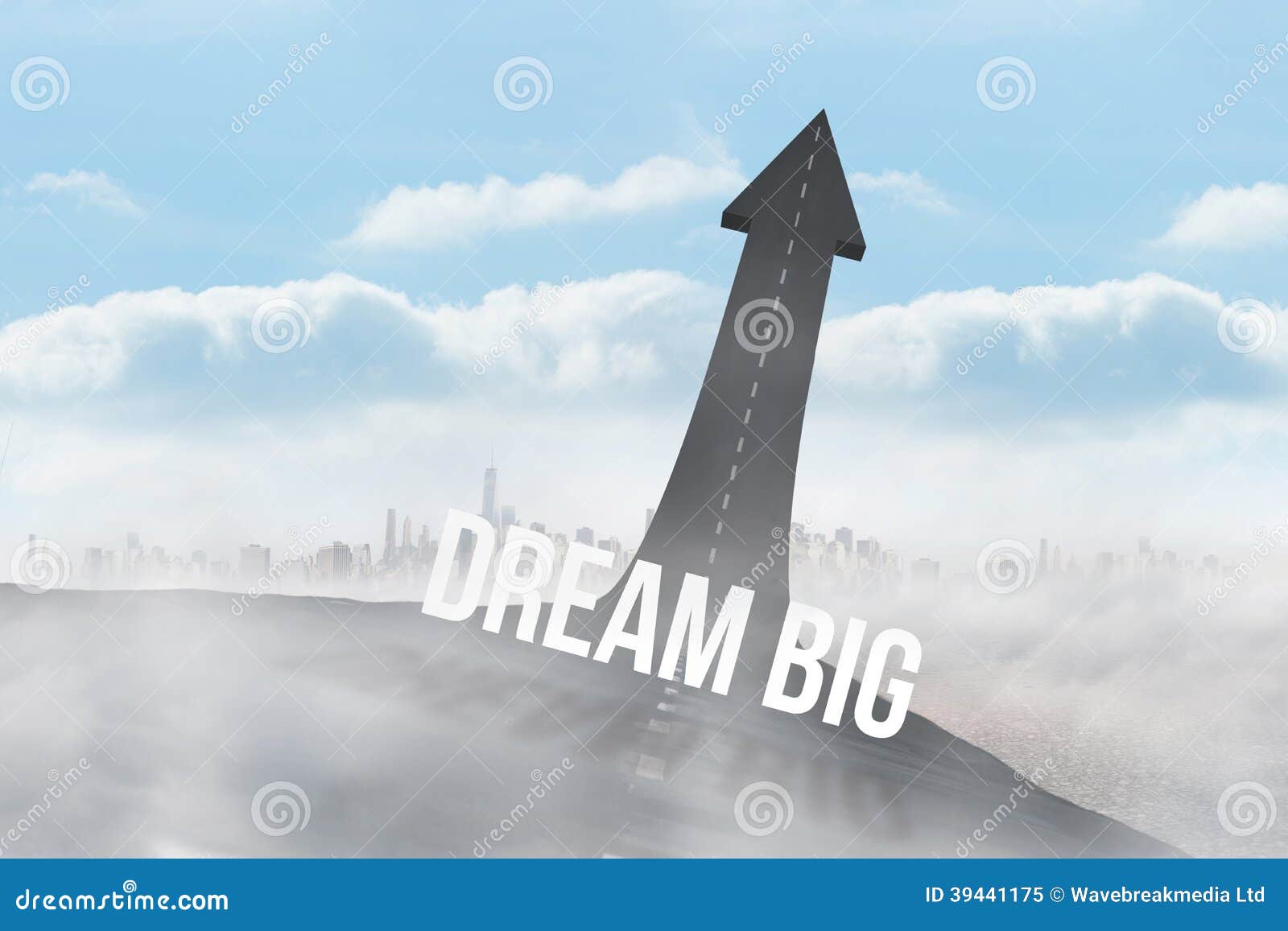Dream Big Against Road Turning into Arrow Stock Illustration ...
