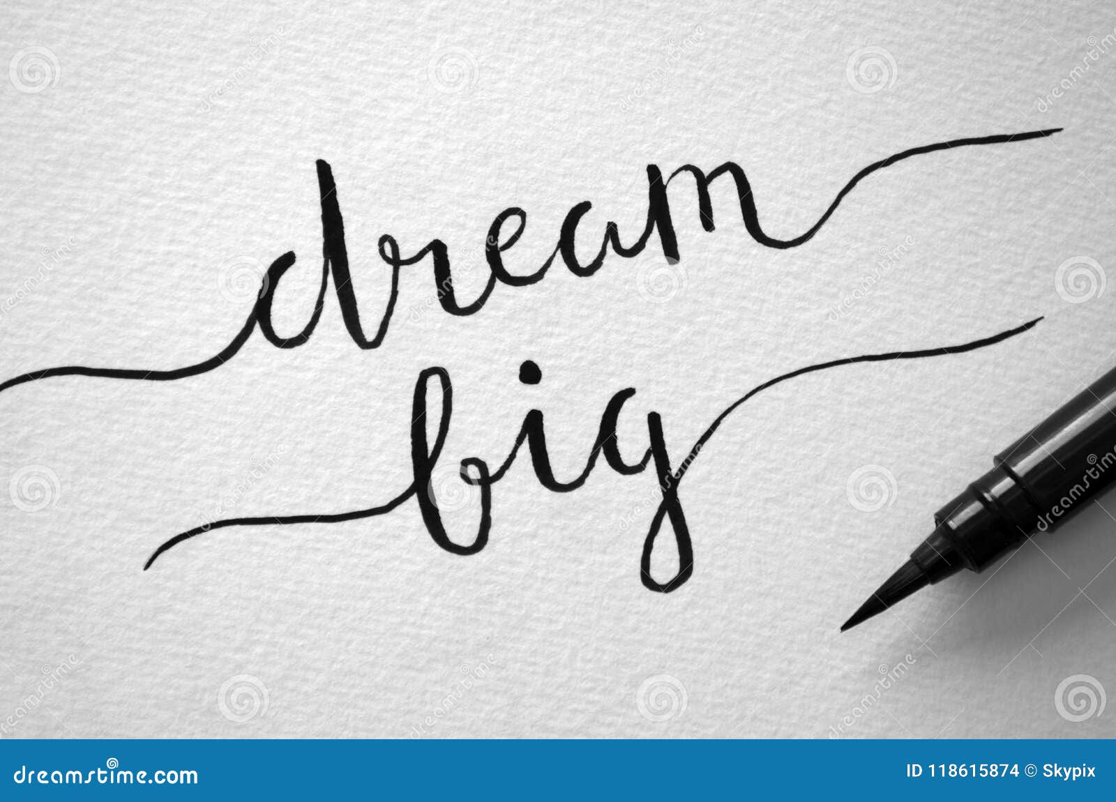 DREAM BIG Hand-lettered in Notebook Stock Illustration - Illustration ...