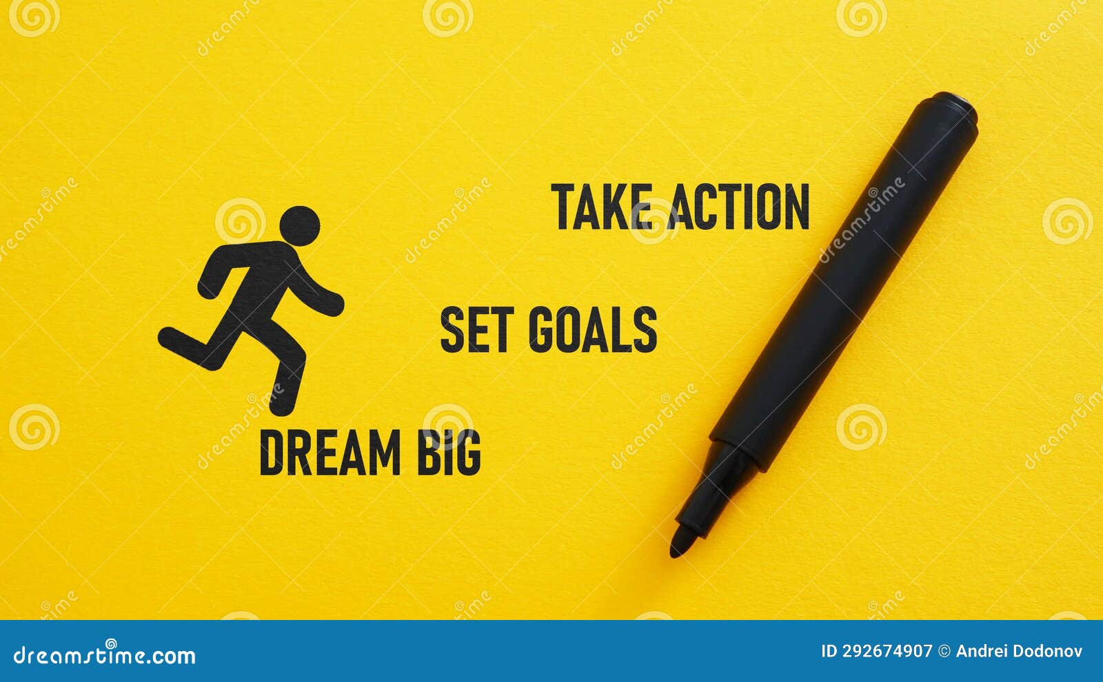 Dream Big Set Goals Take Action is Shown Using the Text Stock Image ...