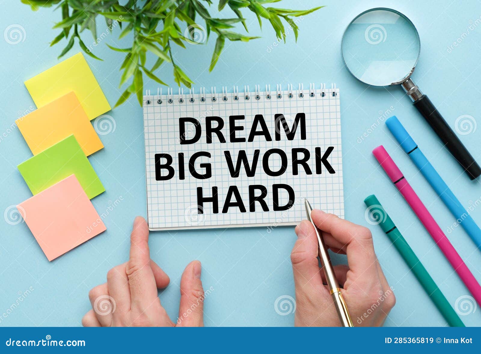 Dream Big Work Hard Text on Business Paper on Office Table. Stock Image ...