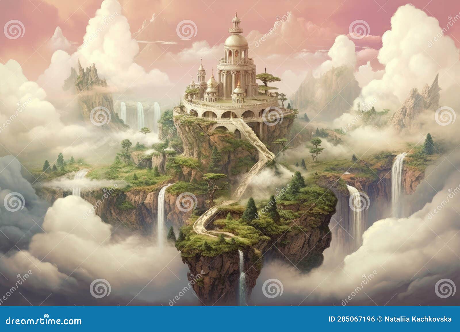 Dream castle in a heaven stock illustration. Illustration of landscape ...