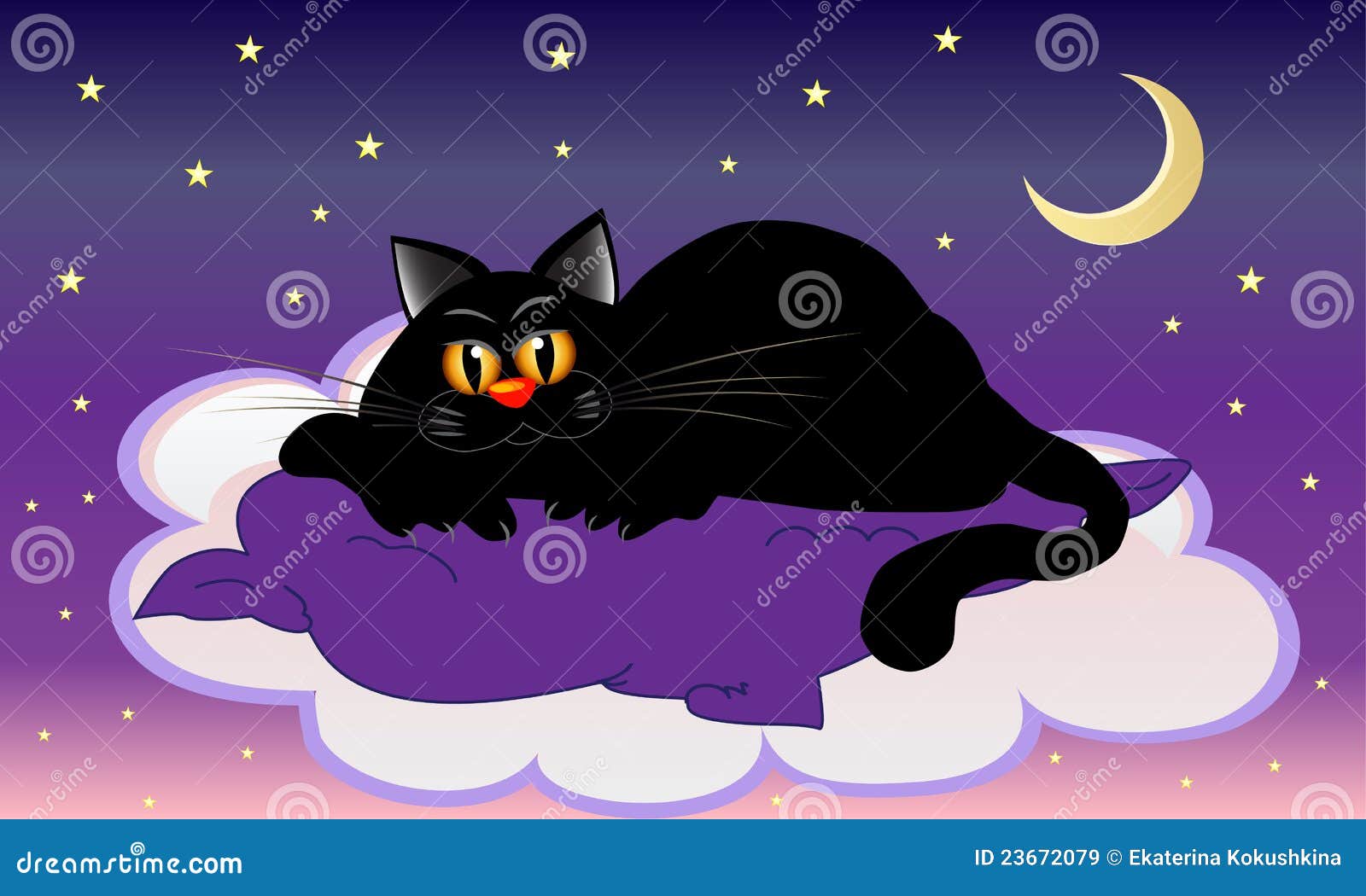 Dream cat stock vector. Illustration of pillow, claws - 23672079