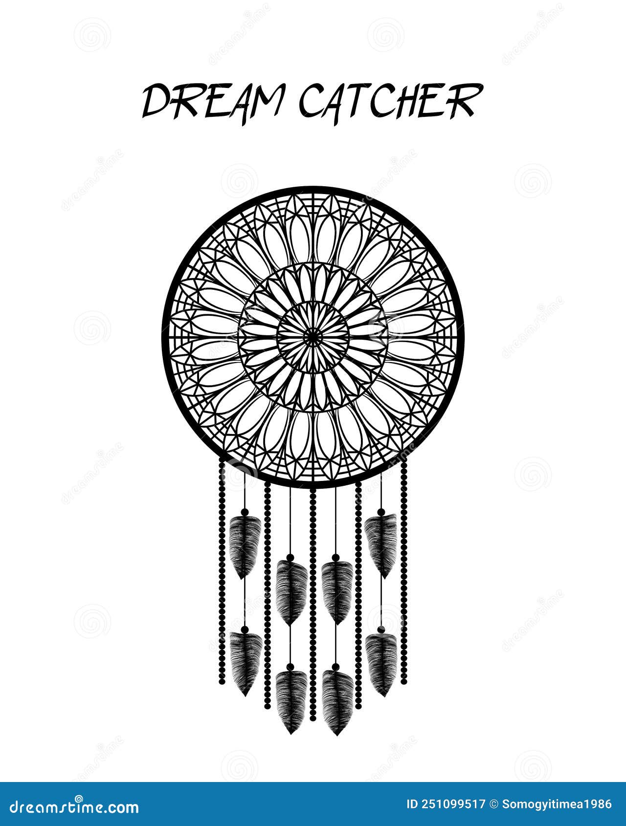 Dream Catcher Decorative Design Element. Stock Vector - Illustration of ...