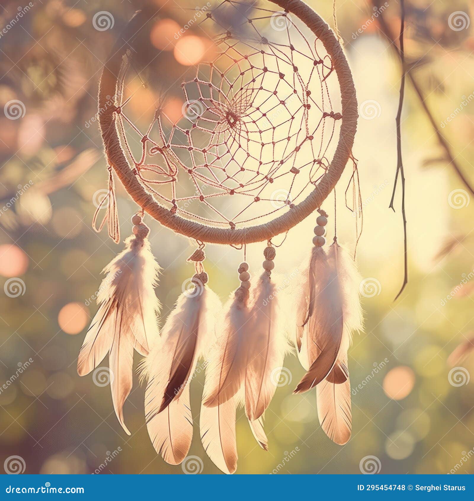 Dream Catcher with Feathers in the Sunlight, AI Stock Photo - Image of ...