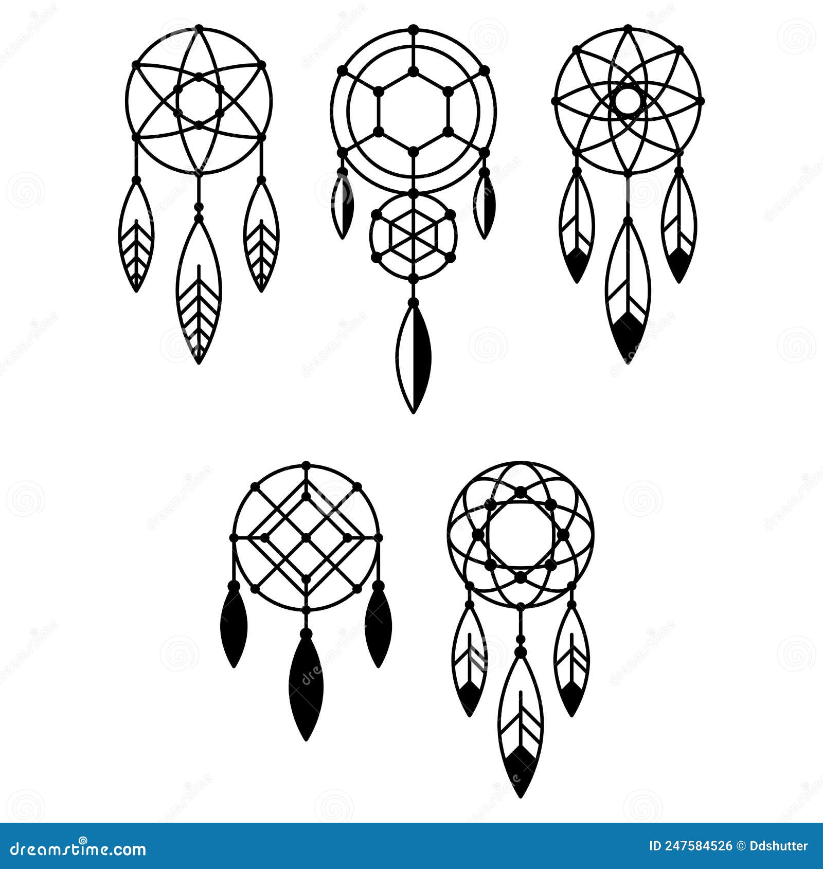 Dream Catcher Icon Set. Dreamcatcher Vector Illustration Stock Vector ...
