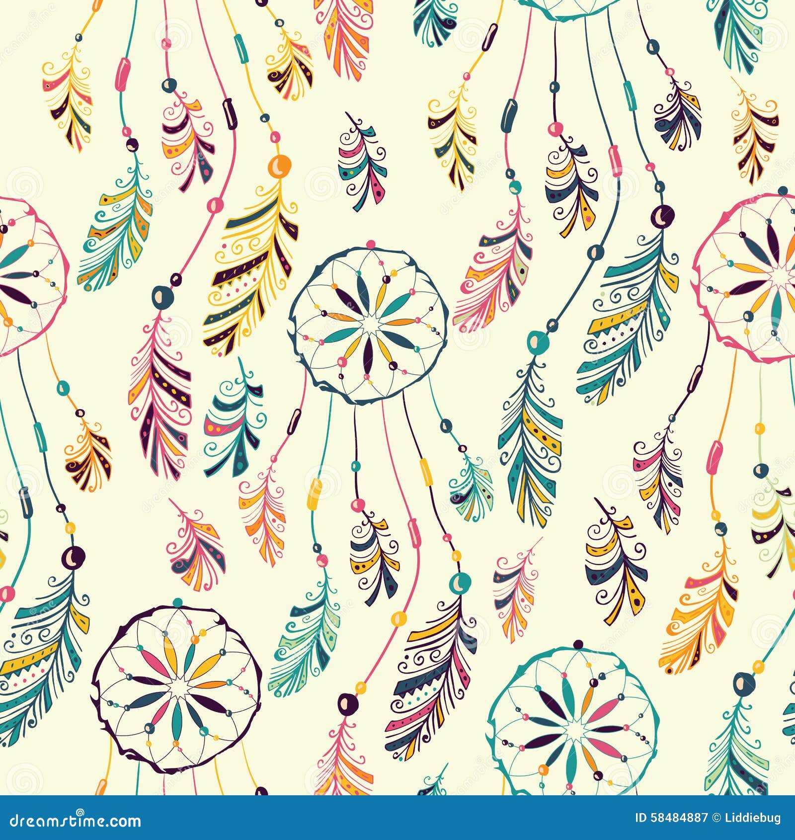 Dream Catcher Seamless Pattern Stock Vector - Illustration of fabric ...