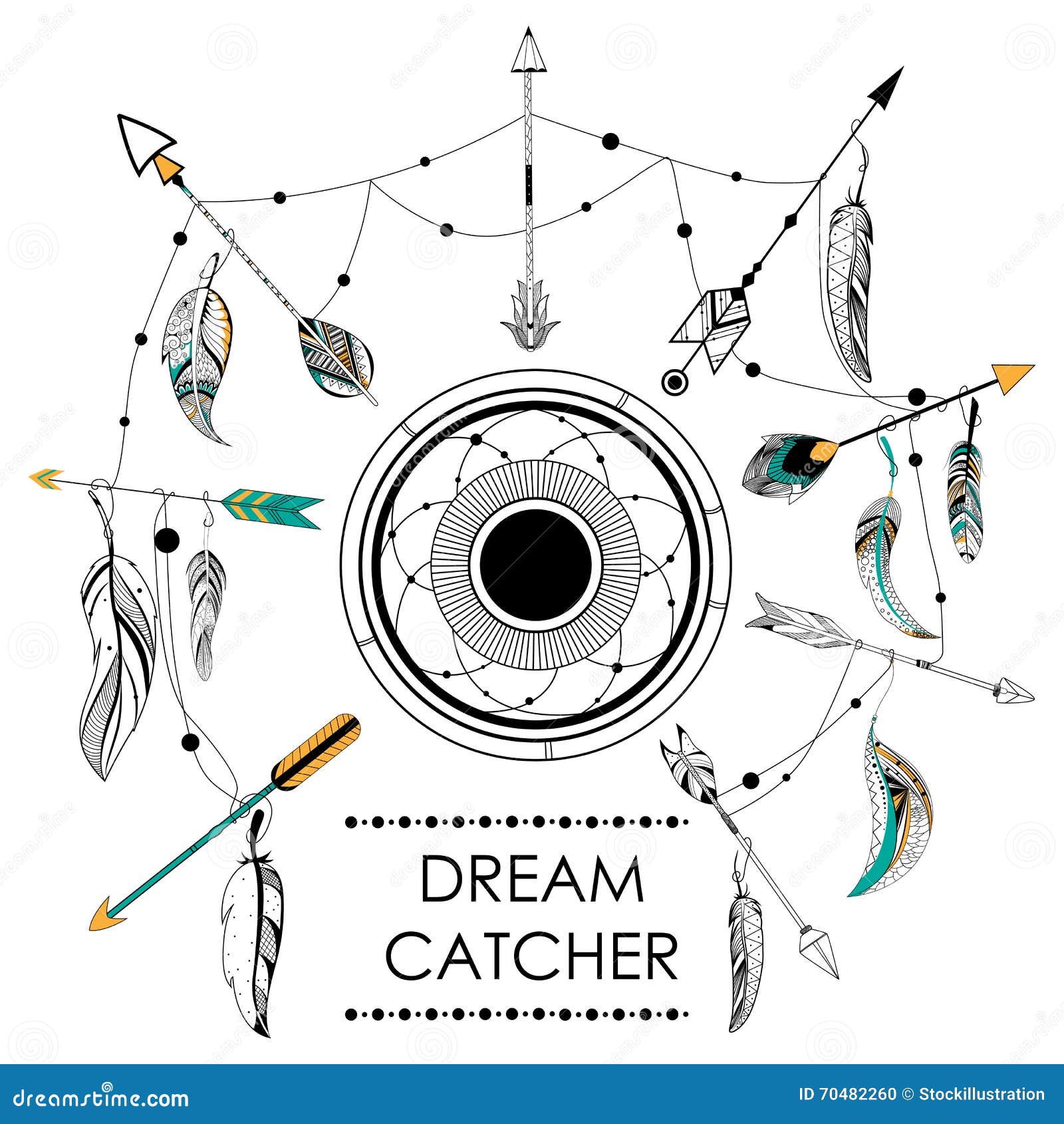 Dream Catcher in Tribal Boho Style Background Stock Vector ...