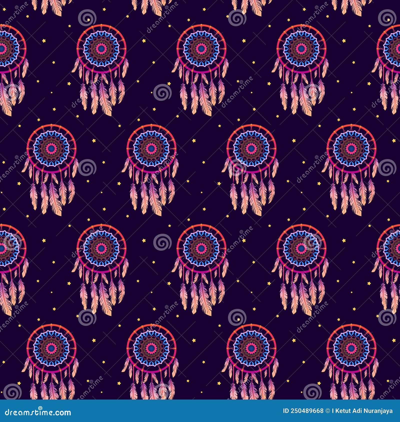Dream Catcher Vector Seamless Pattern Stock Vector - Illustration of ...