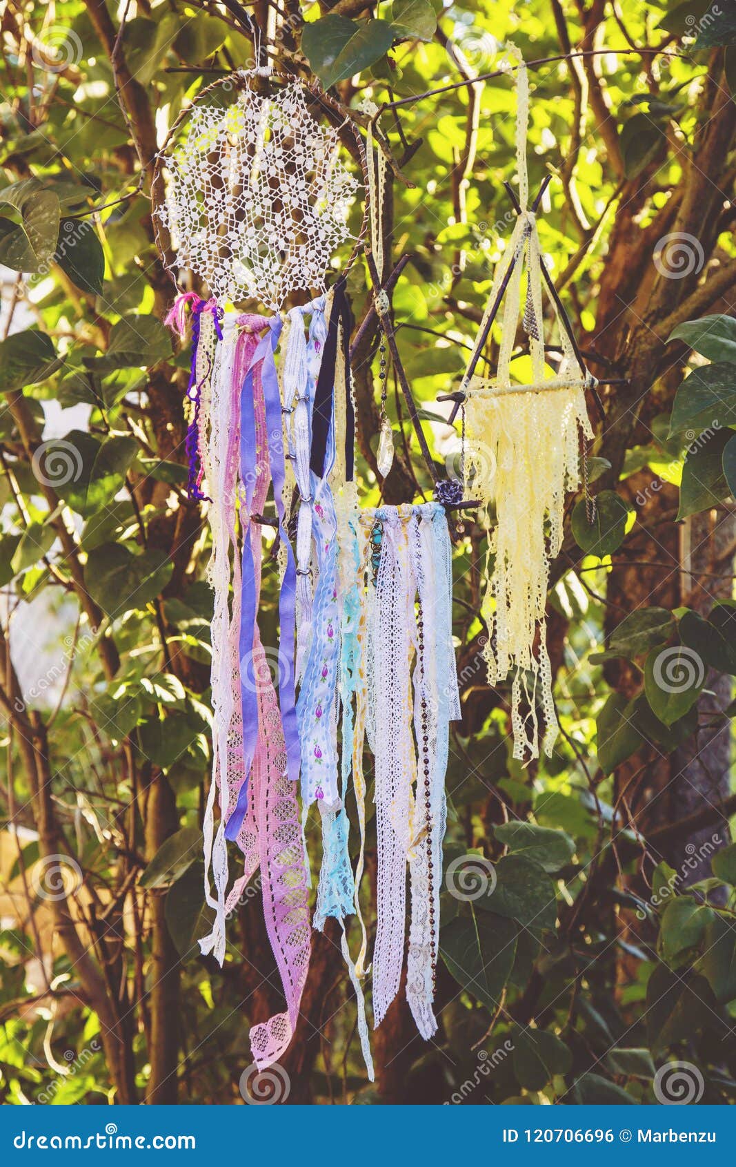 Dream Catchers Hanging on the Tree Stock Photo - Image of hobby, hippie ...