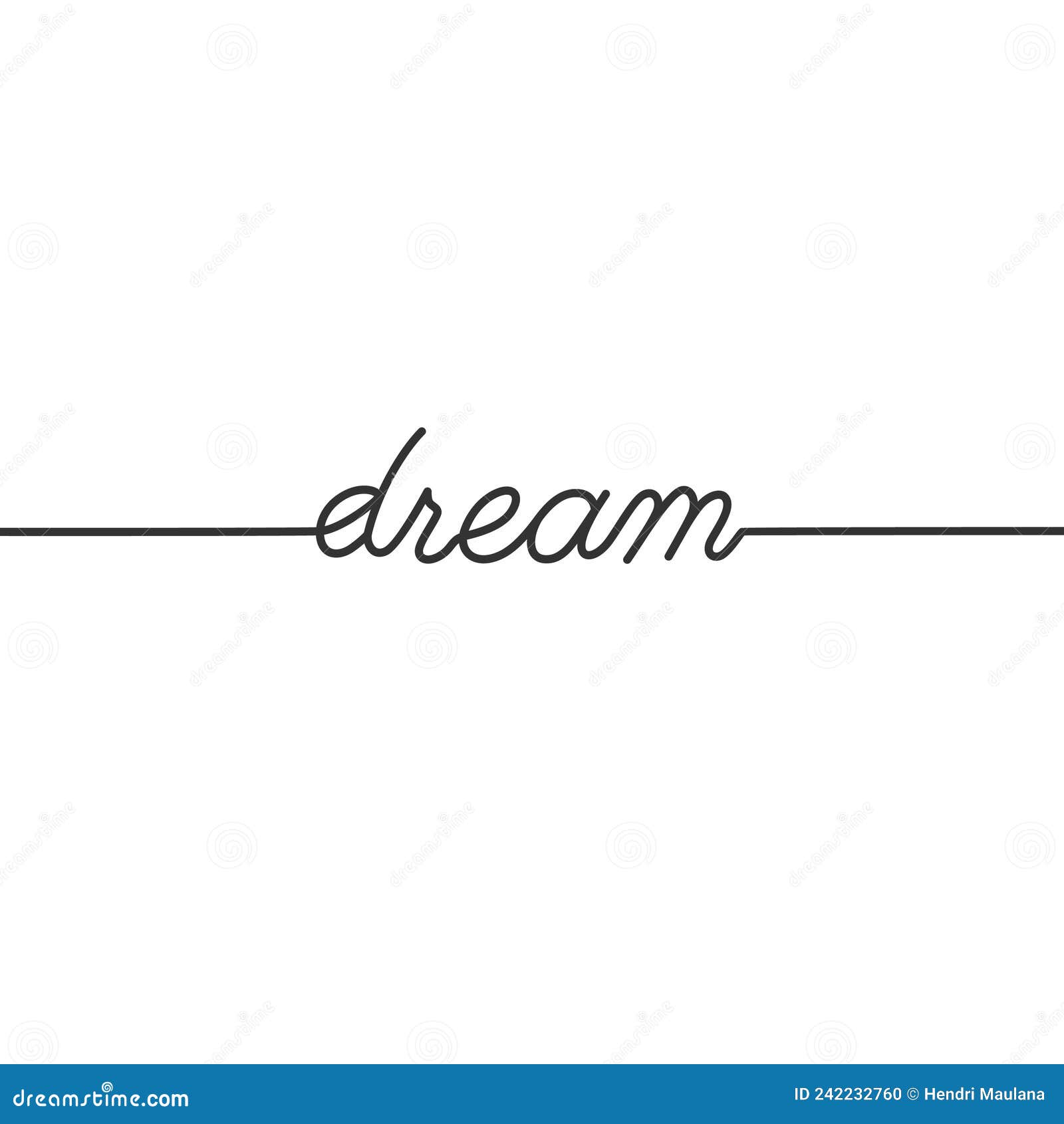 Dream - Continuous Line Drawing Typography Lettering Minimalist Design ...