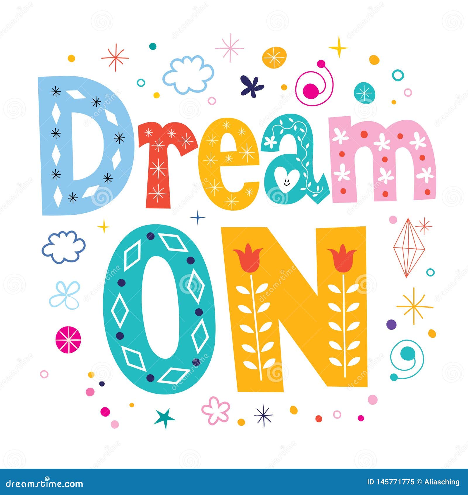 Dream on stock vector. Illustration of banner, inscription - 145771775