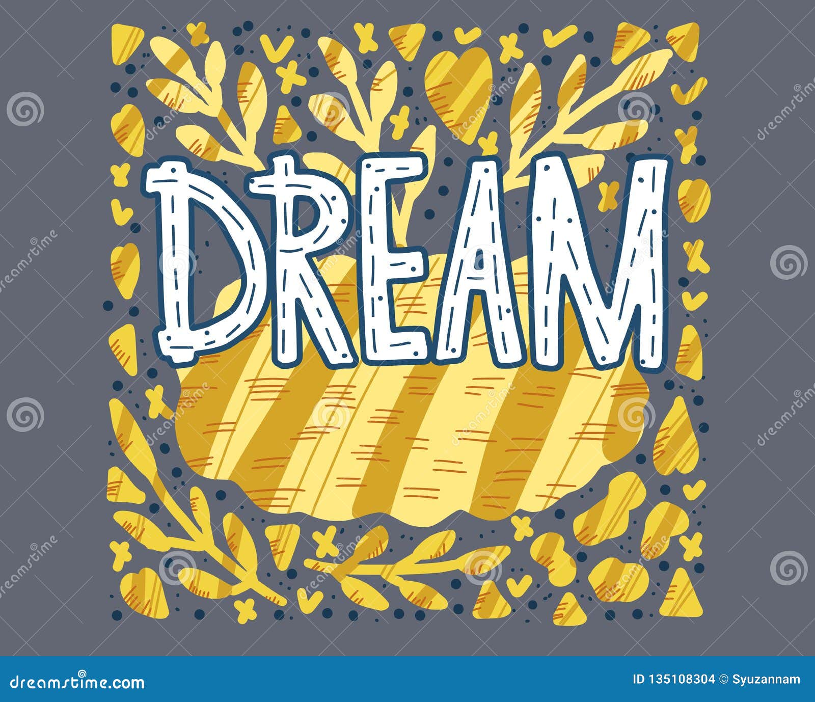 Dream Handwritten Vector Lettering. Stock Vector - Illustration of ...