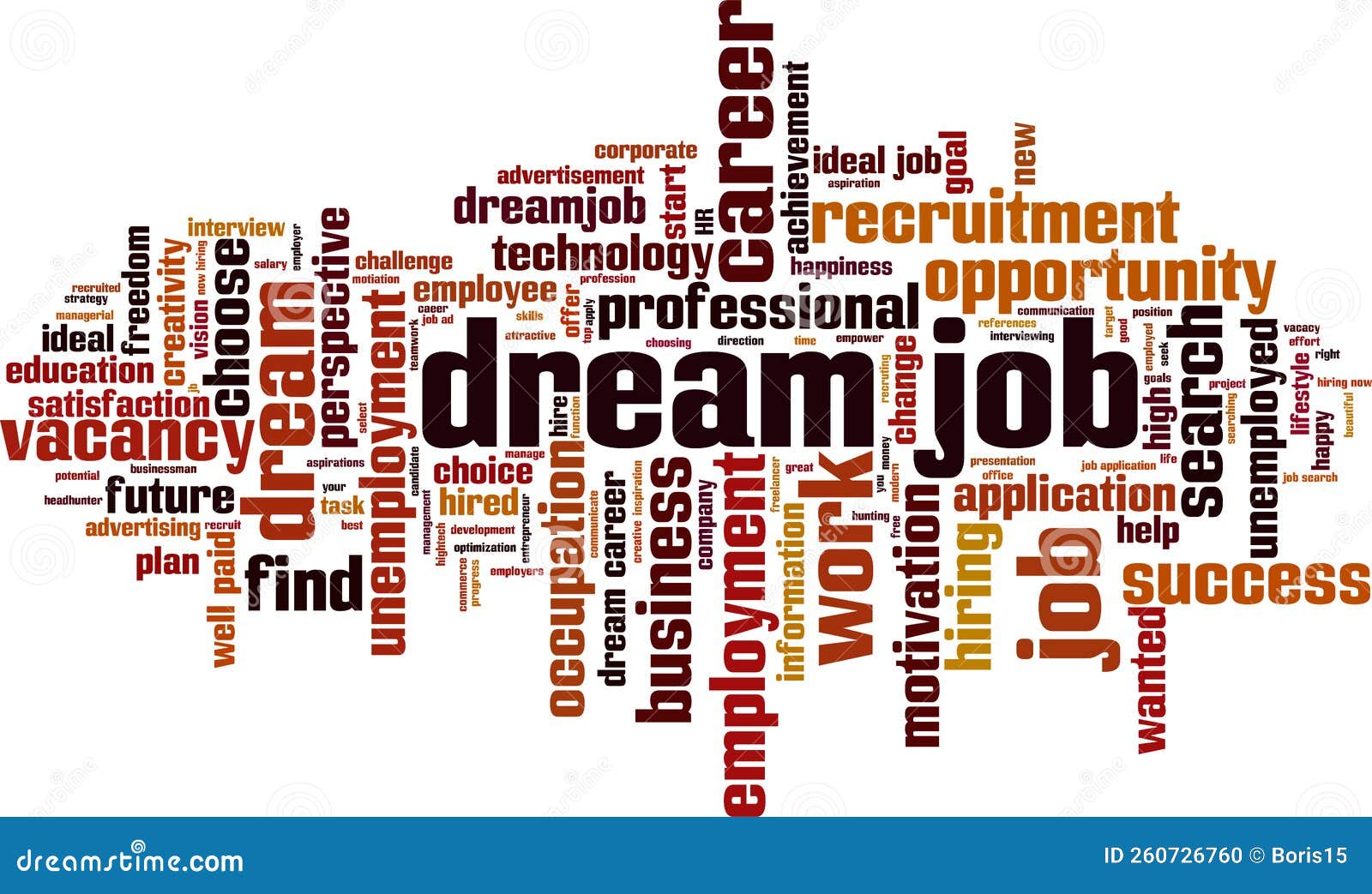 Dream job word cloud stock vector. Illustration of vector - 260726760