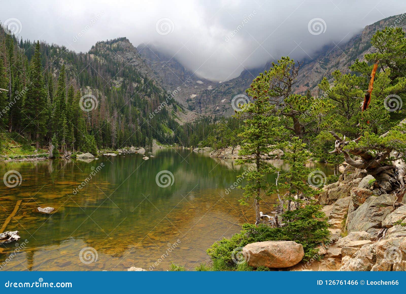 Dream Lake in the Rocky Mountain National Park, Colorado, Stock Photo ... Dream Lake in the Rocky Mountain National Park, Colorado, Stock Photo ...