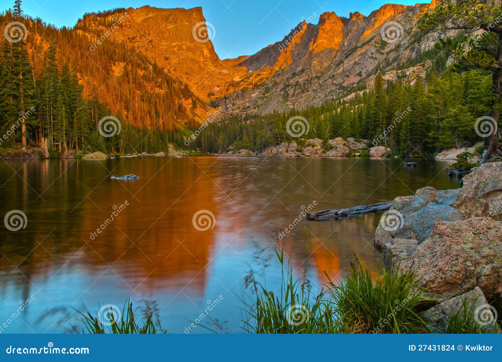 Dream Lake at Sunrise stock photo. Image of evening, calm - 27431824