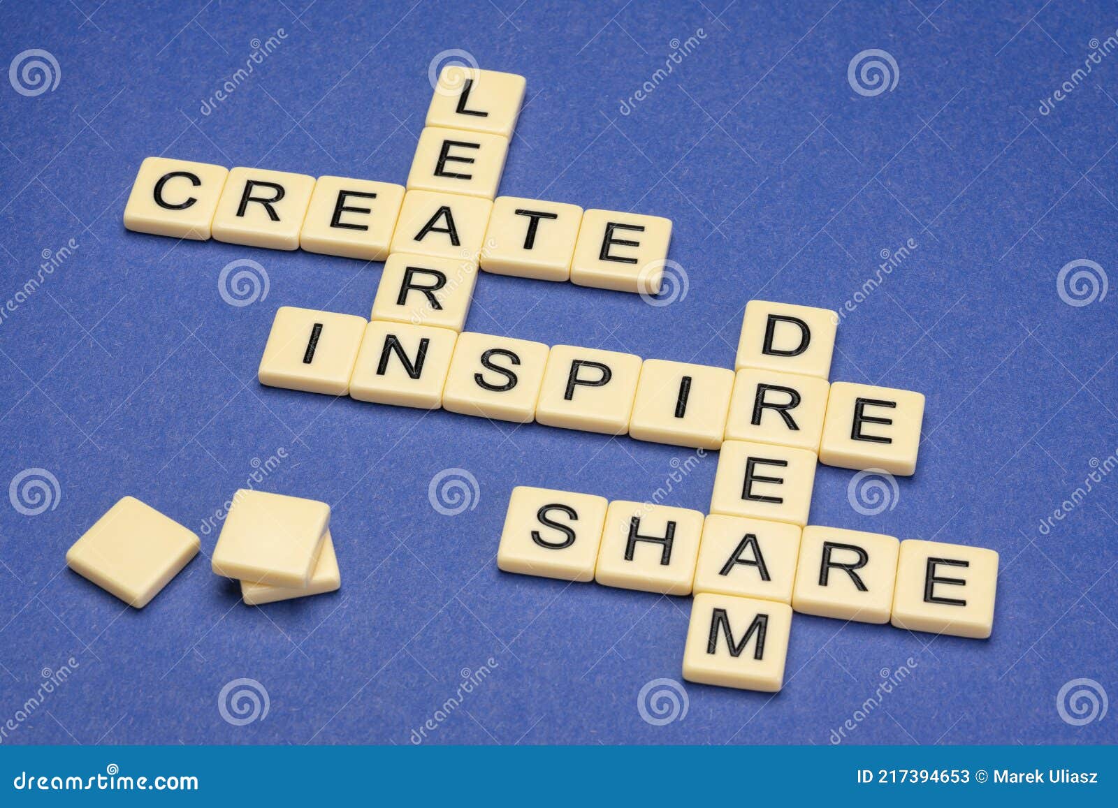 Dream, Learn, Create, Share and Inspire Crossword Stock Image - Image ...
