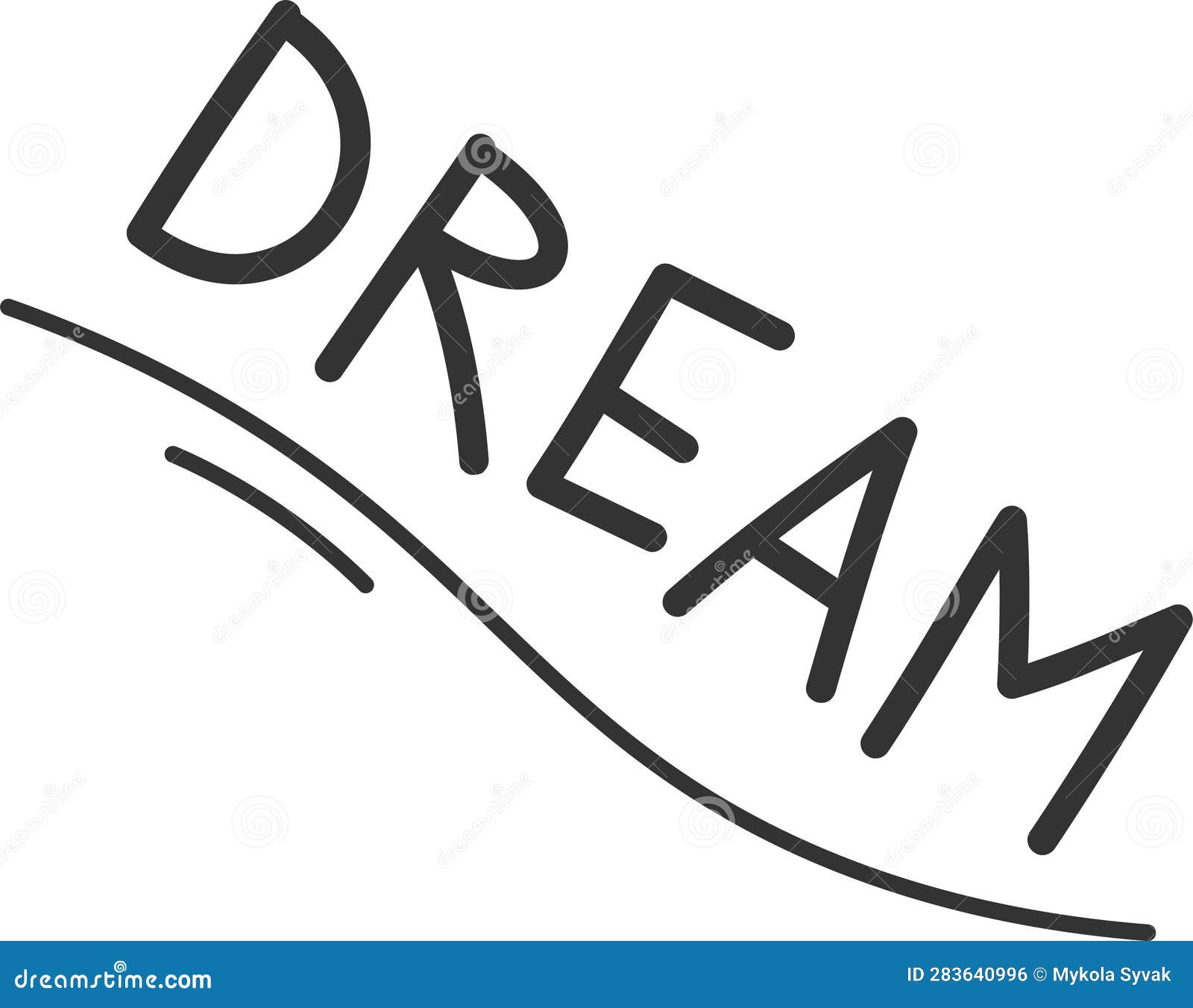 Dream Lettering Doodle stock vector. Illustration of vector - 283640996