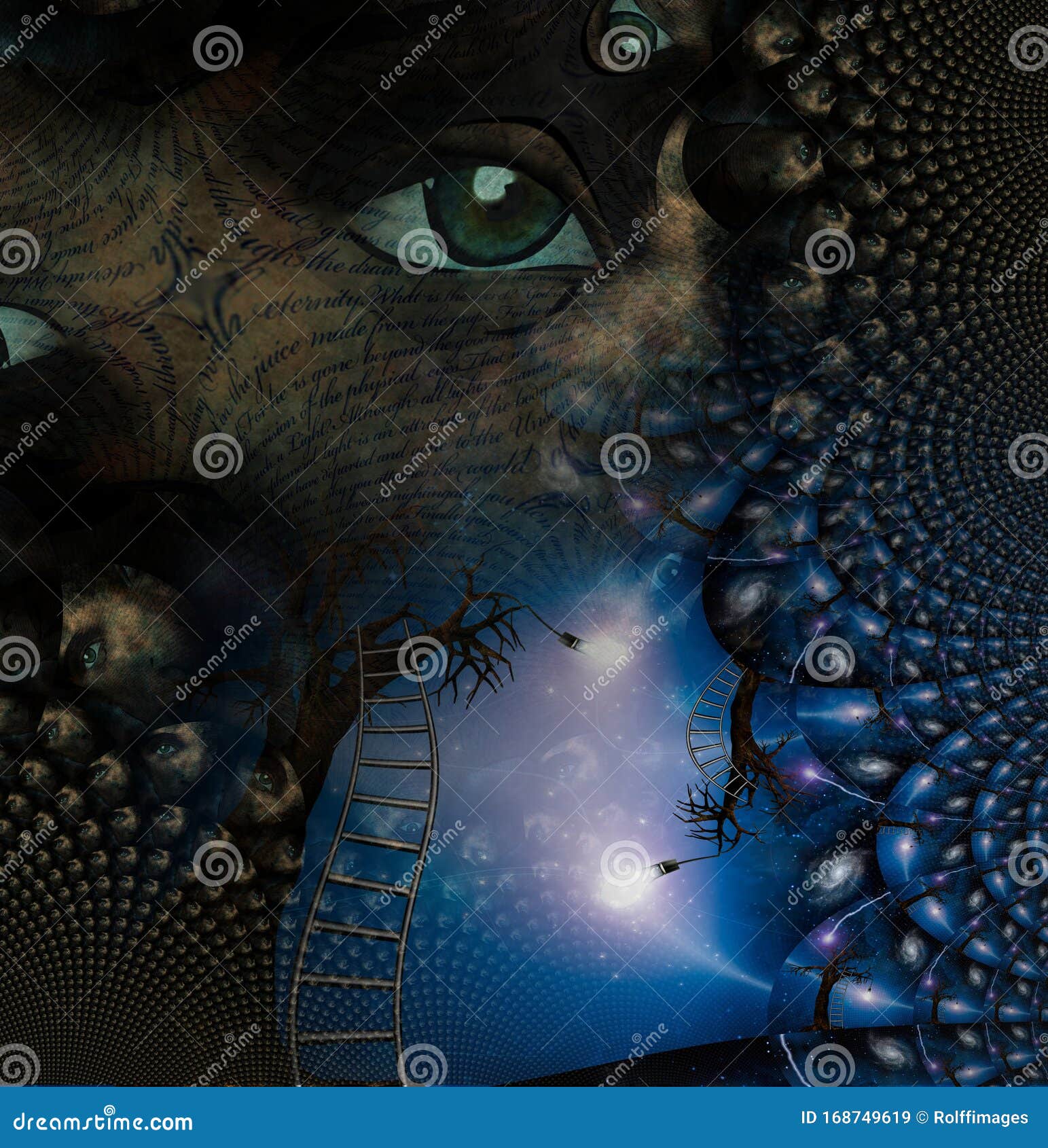 Dream Like Composition stock illustration. Illustration of face - 168749619