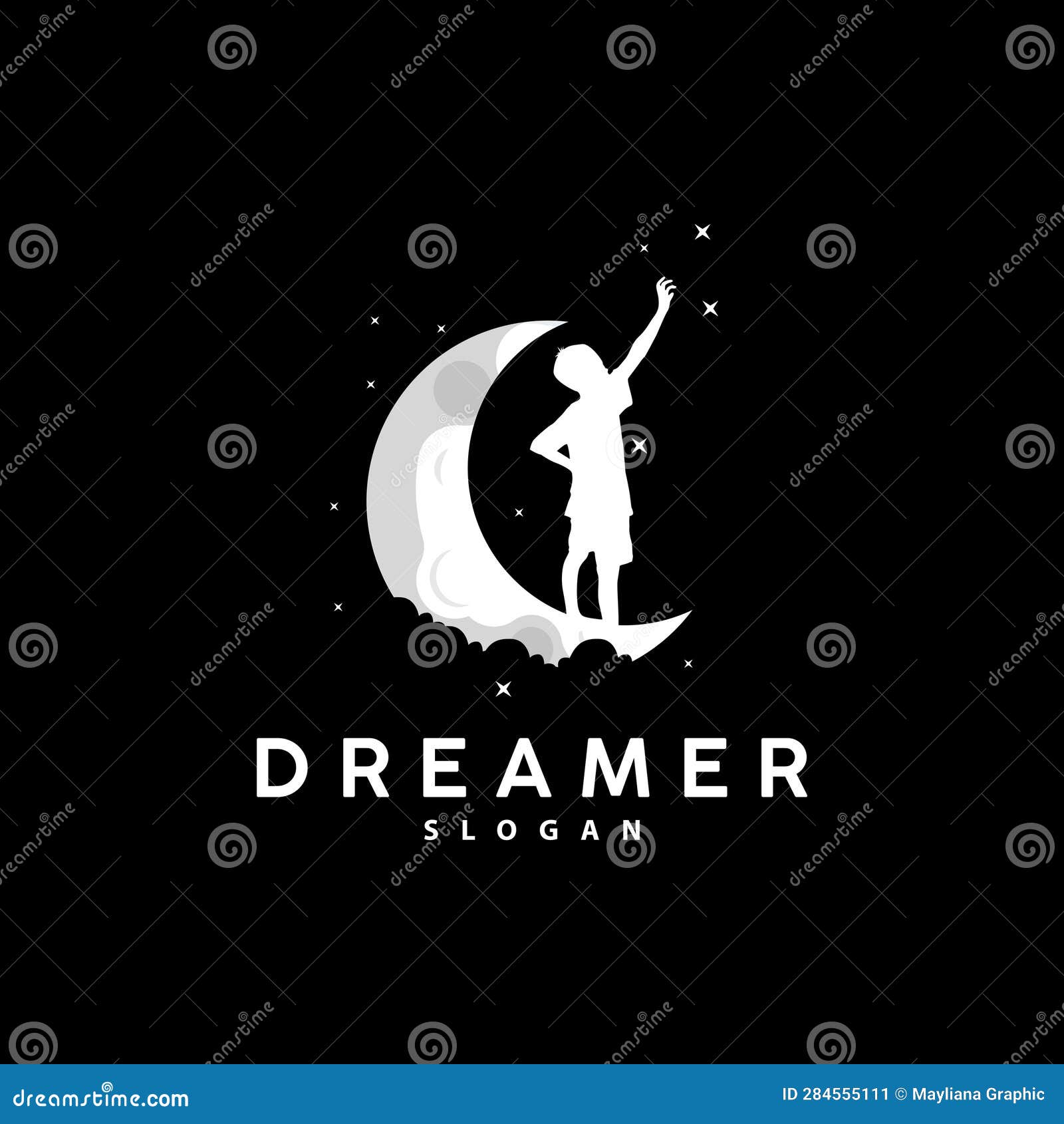 Dream Logo, Kid Dream Inspirational Design, Vector Reaching Star Fun ...