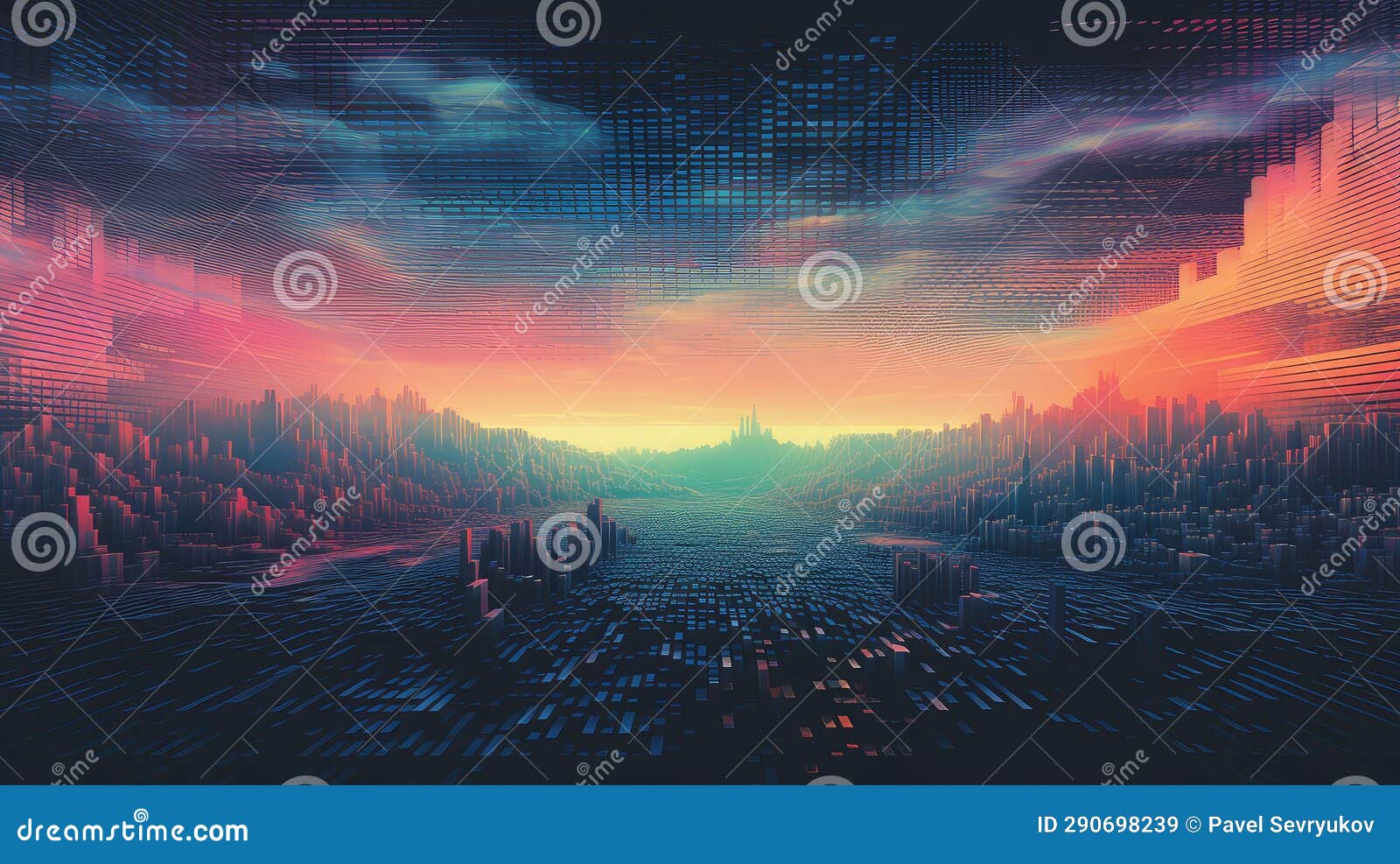 Dream Pixelated Dreams Landscape Stock Illustration - Illustration of ...