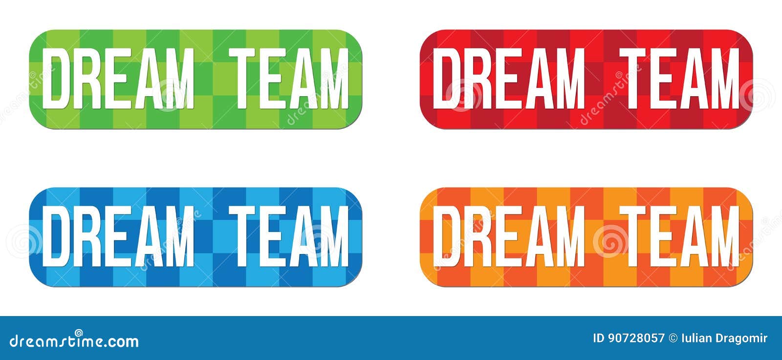 DREAM TEAM Text, on Rectangle, Zig Zag Pattern Stamp Sign. Stock ...