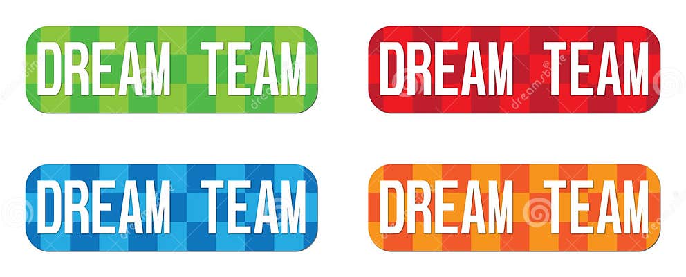 DREAM TEAM Text, on Rectangle, Zig Zag Pattern Stamp Sign. Stock ...