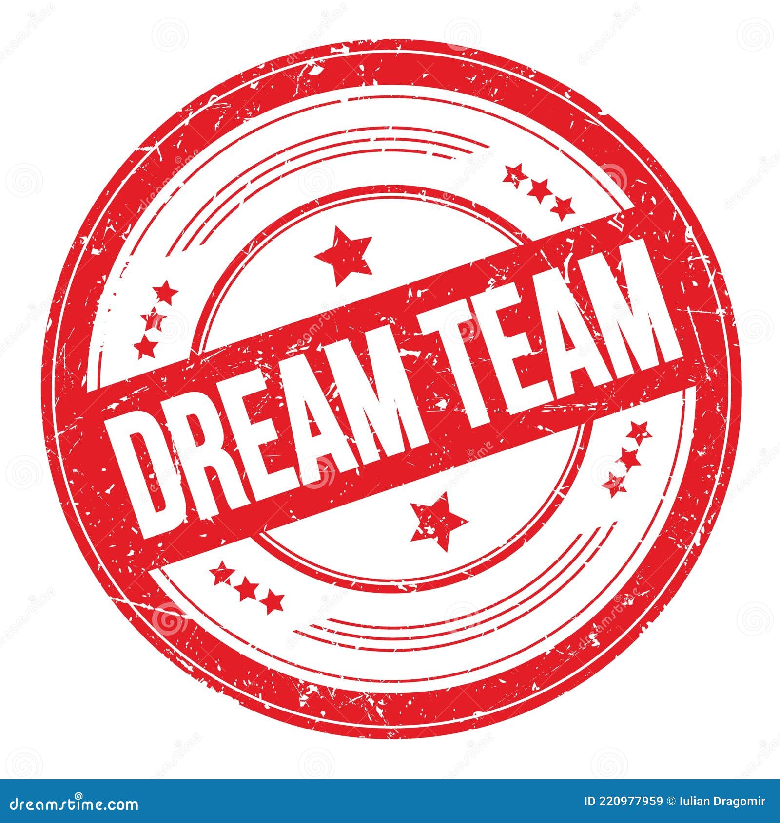 DREAM TEAM Text on Red Round Grungy Stamp Stock Illustration ...