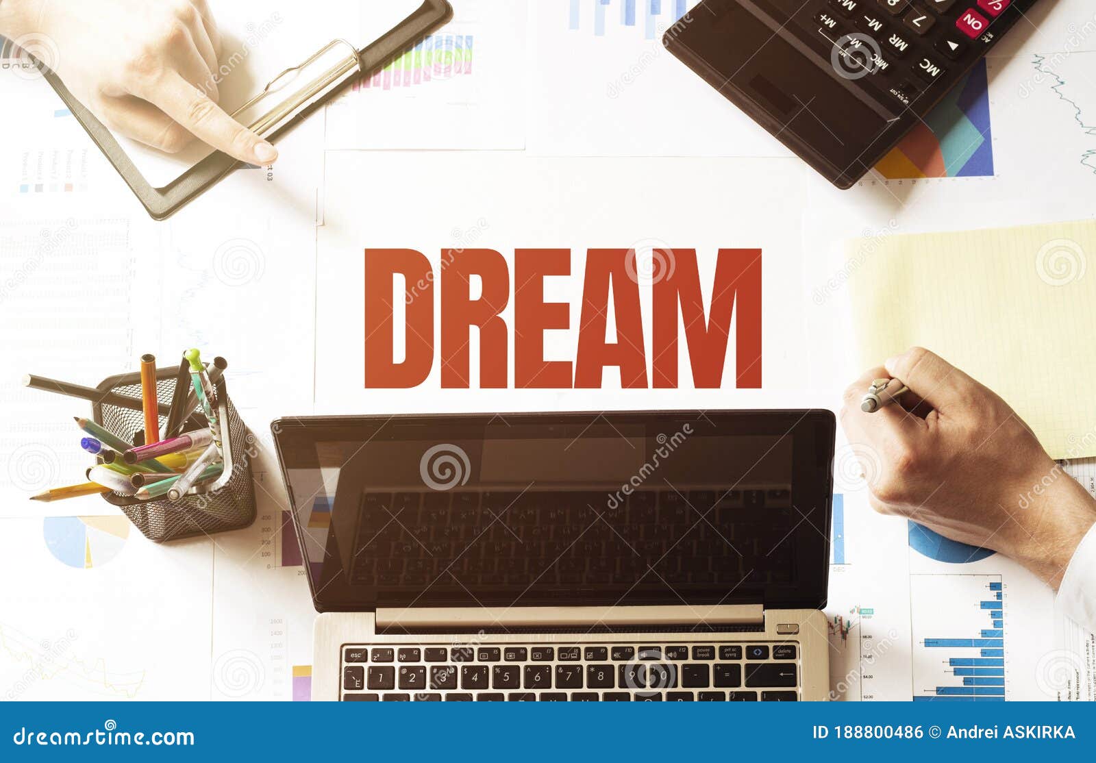 Dream TEXT.Business Team Hands at Work with Financial Documents Stock ...