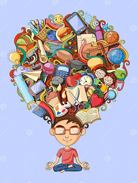 Dream and Thought of Student Stock Vector - Illustration of degree ...