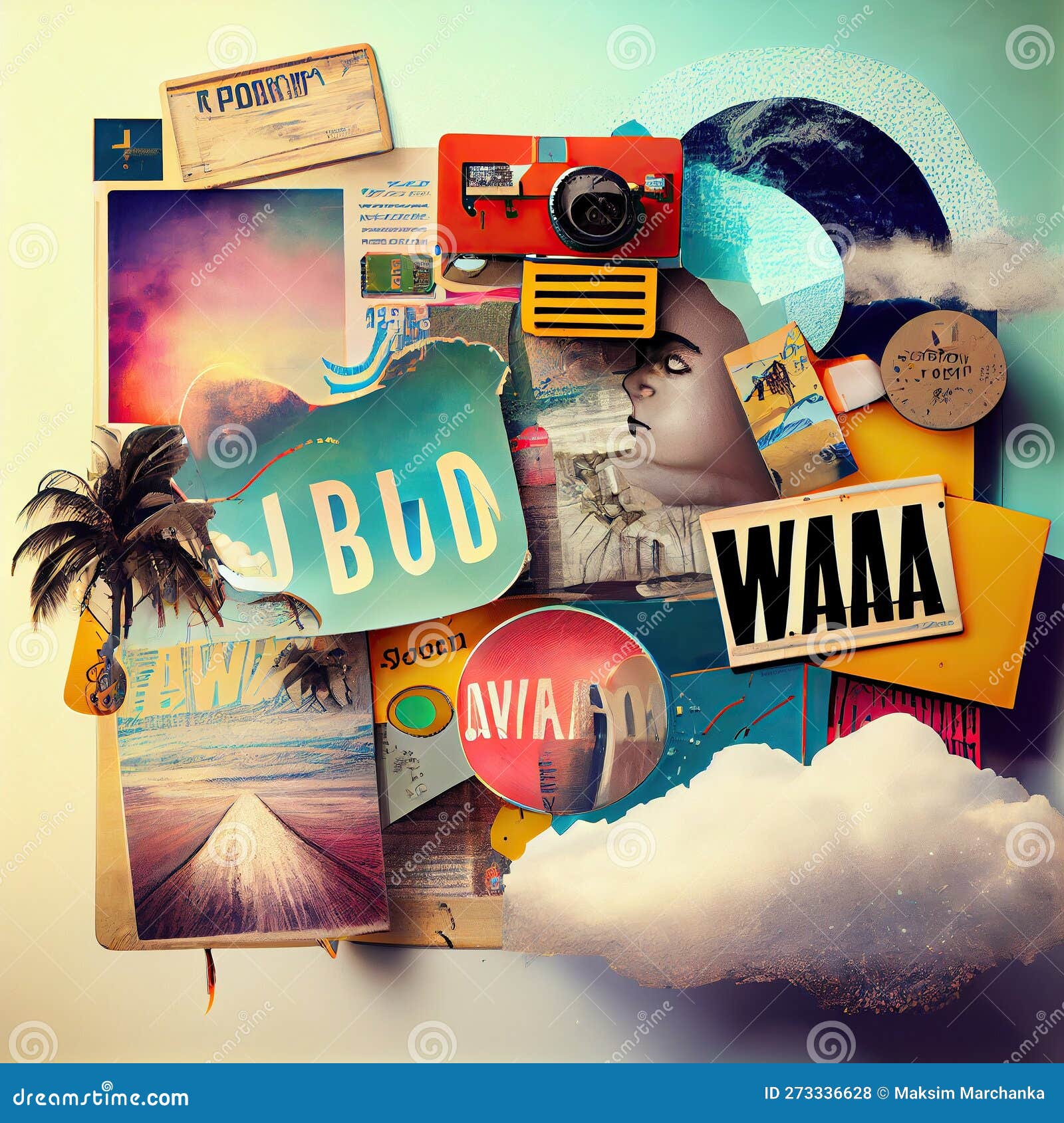Dream Vision Board Concept, Palm Trees and Clouds. Generative AI Stock ...