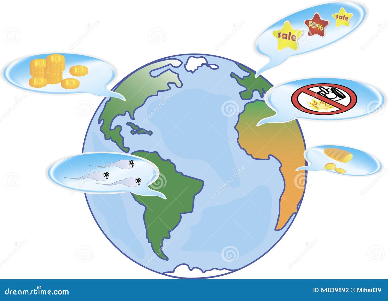 Dream World, Illustration of the Globe, and the Stock Vector ...