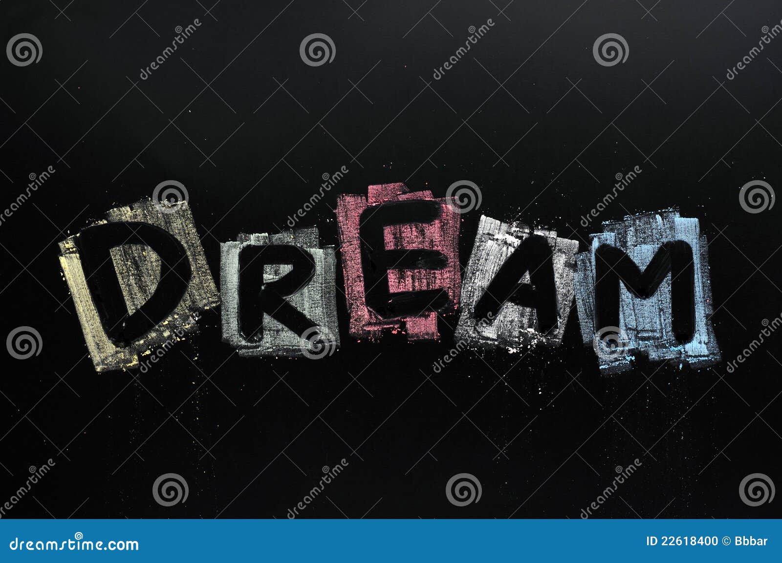 Dream Written in Colorful Chalk Stock Photo - Image of colorful, letter ...