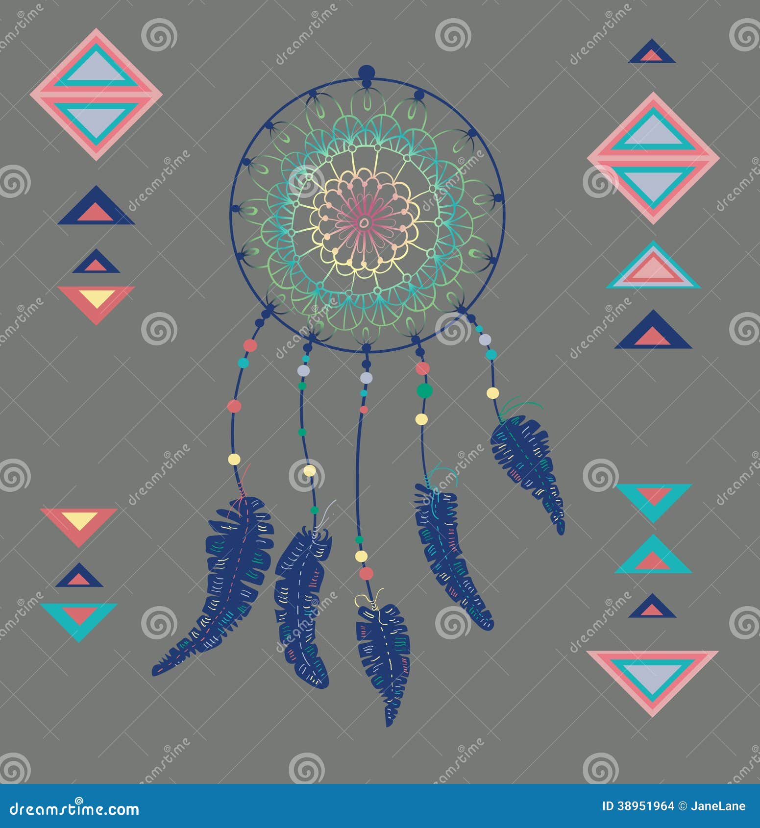 Dreamcatcher Americano De Los Indios Del Color Ilustración del Vector ...