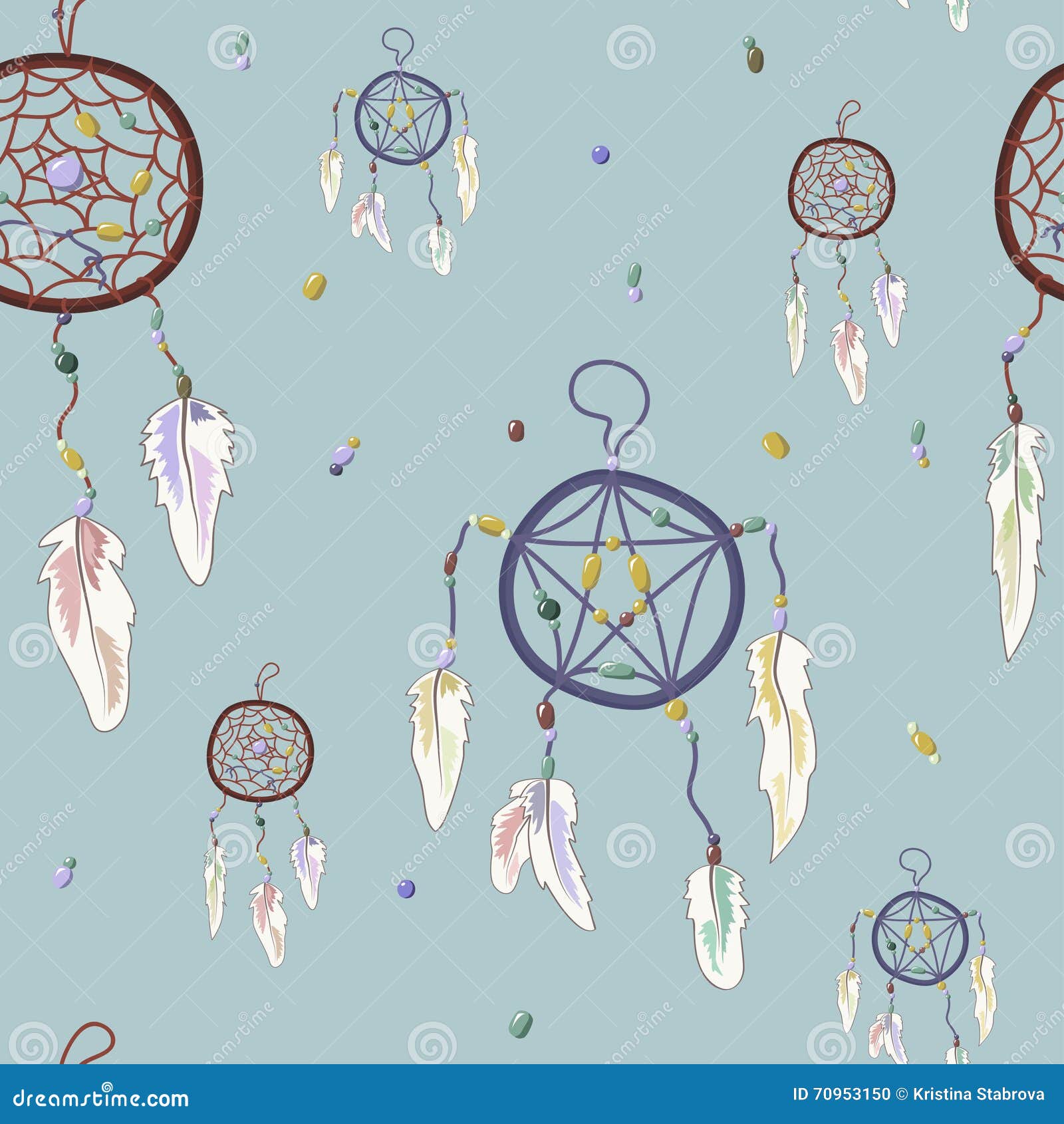 Dreamcatcher Pattern on a Blue Background Stock Vector - Illustration ...