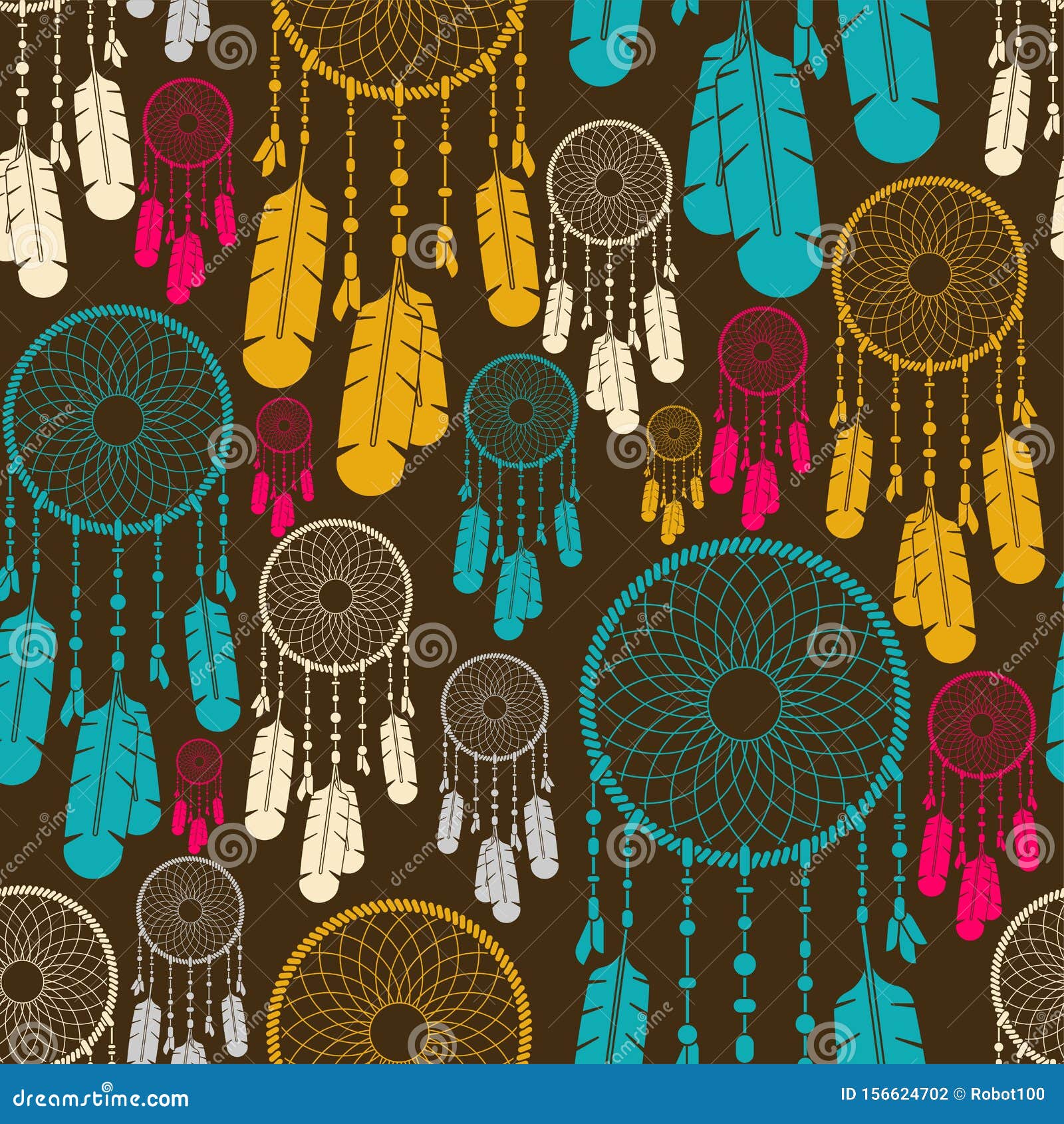 Dreamcatcher Pattern Seamless. Dream Catcher Background. Vector Texture ...