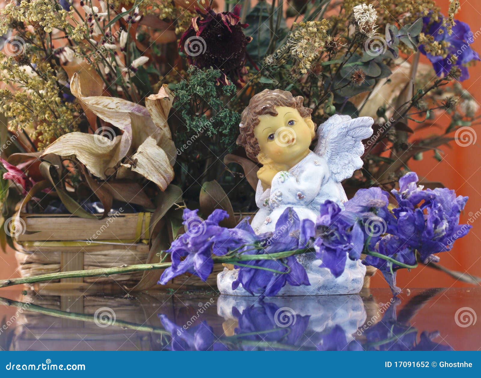 Dreaming Angel among Flowers Stock Photo - Image of floral, charming ...