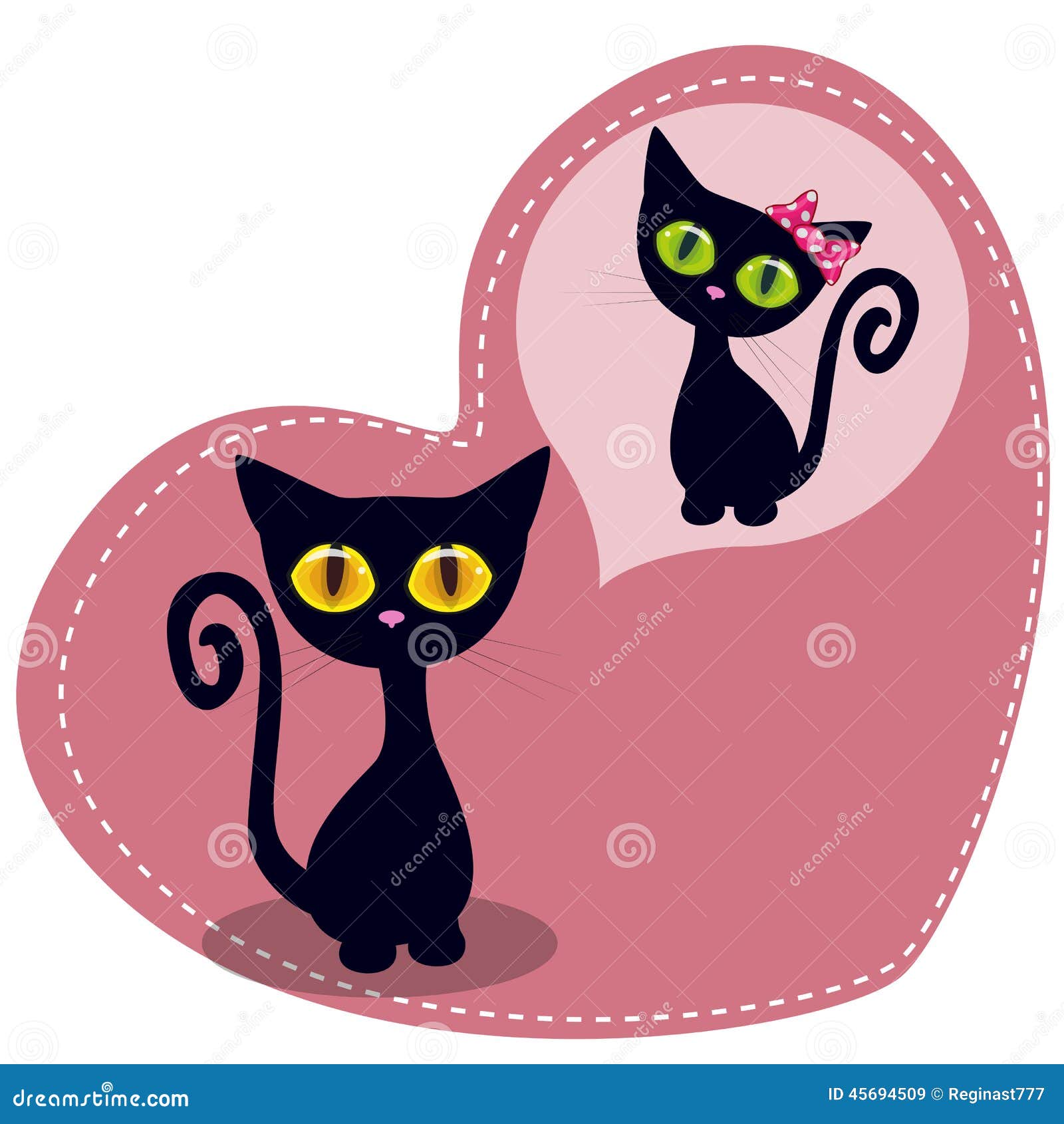 Cat Set. Two Black Kitten Head Face Silhouette. Hanging Upside Down ...