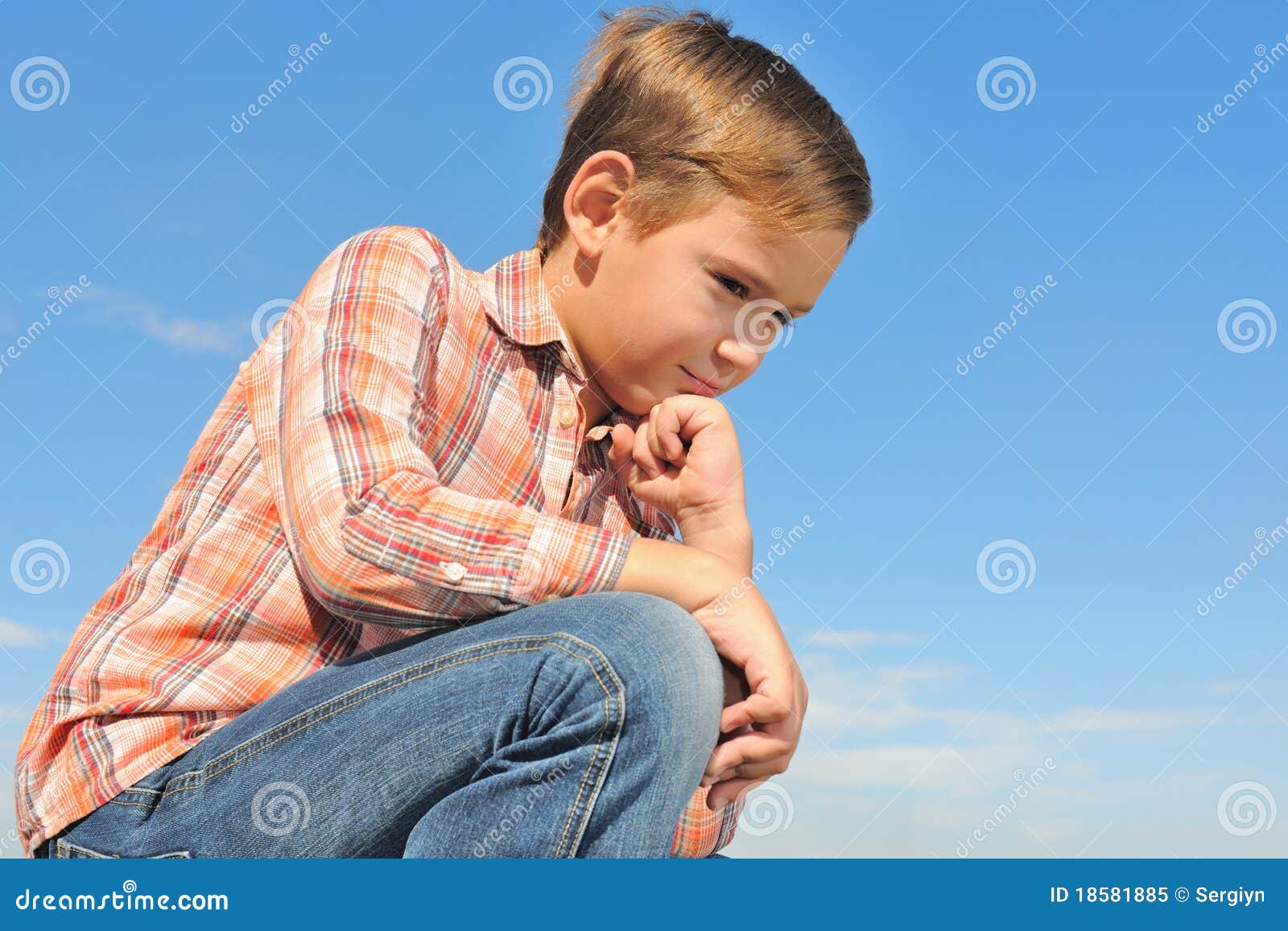 Dreaming boy at the sky stock image. Image of outside - 18581885